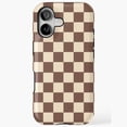 Brown and Cream Checkered Retro Pattern Coffee Grid Chessboard Mod Pop ...