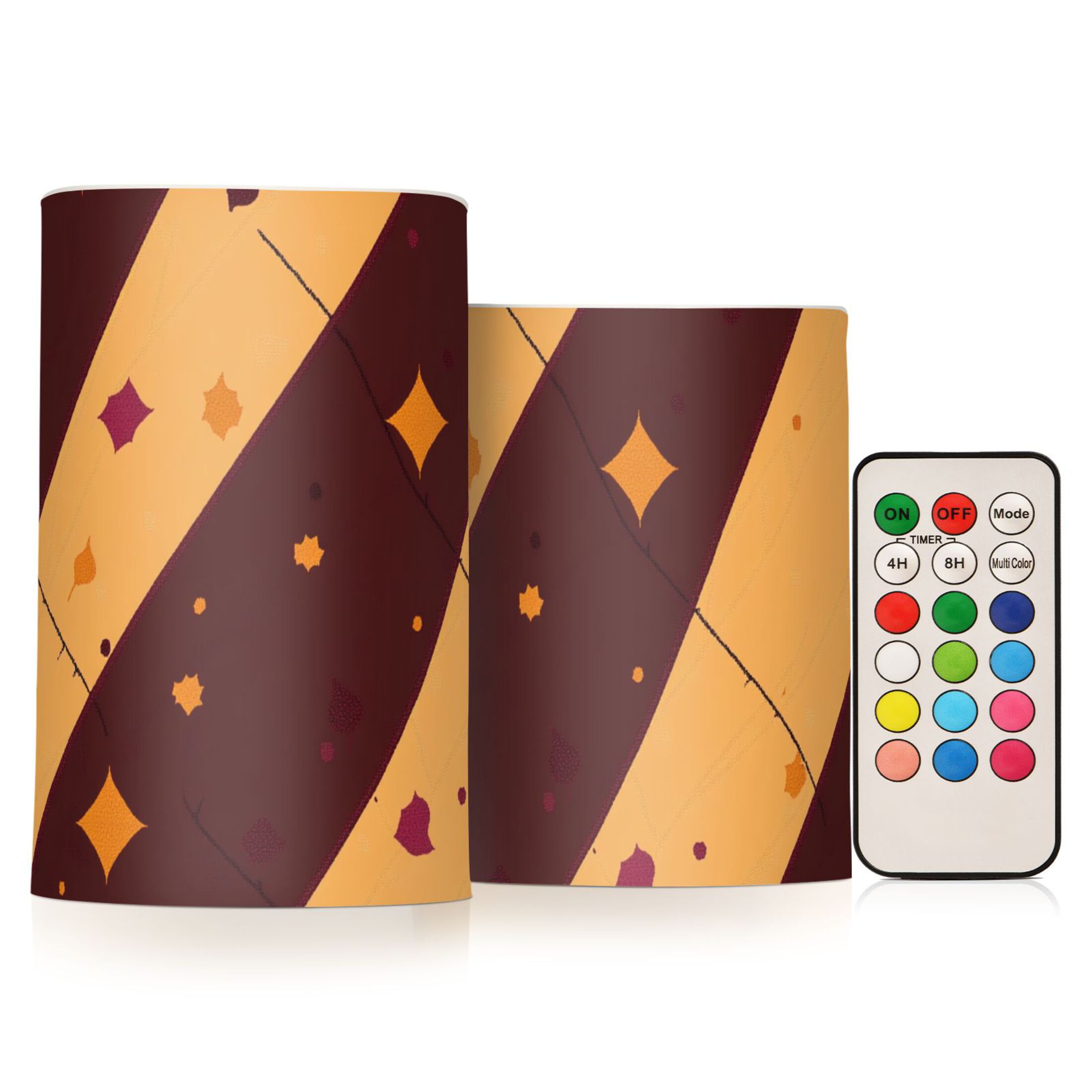 Brown and Orange Diagonal Stripes Flickering Flameless Candles Battery ...