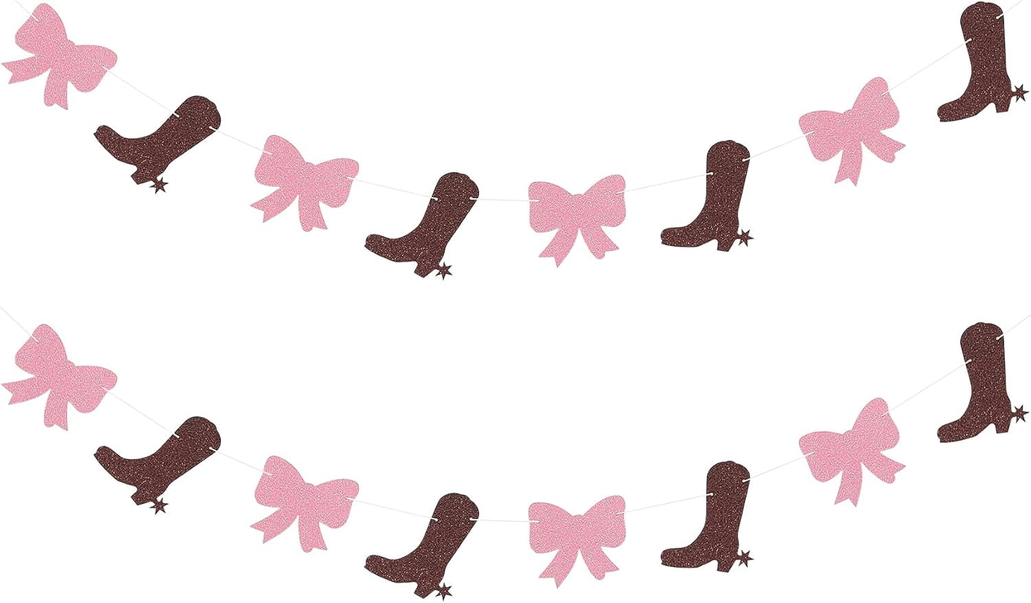 Brown and Pink Glitter Cowboy Boots and Bows Banner Set, Western ...