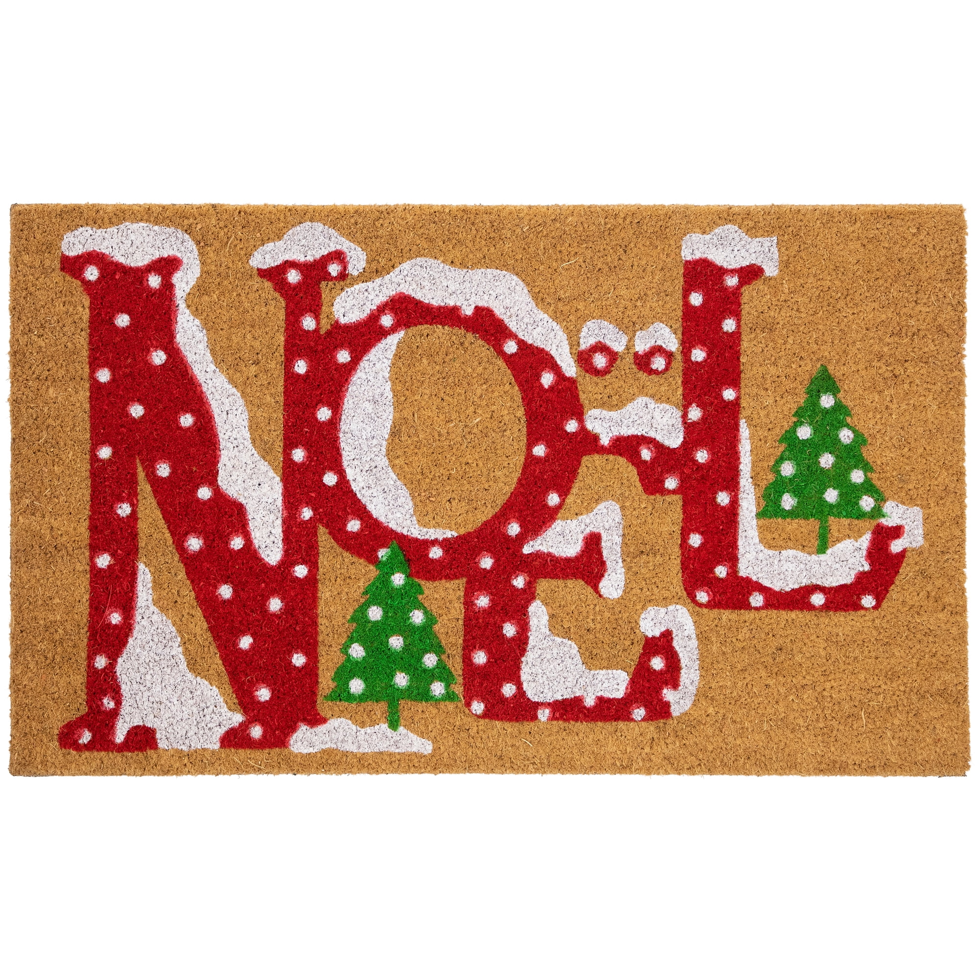 Brown and Red "Noel" Natural Coir Outdoor Christmas Doormat 18" x 30 ...
