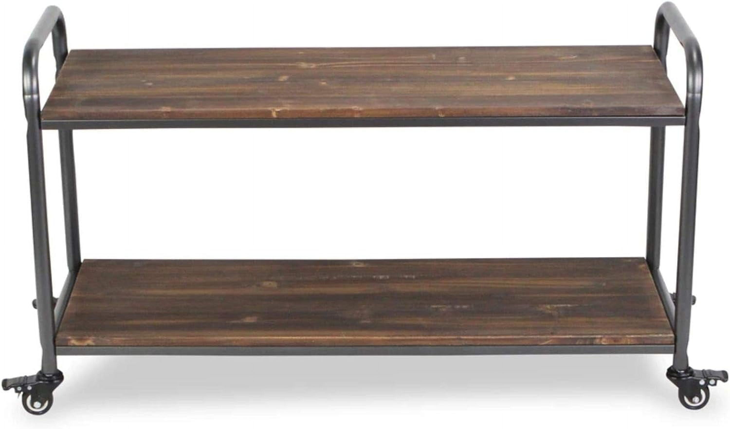 Brown and Silver Contemporary Two Tier Cart with Wheels - Walmart.com