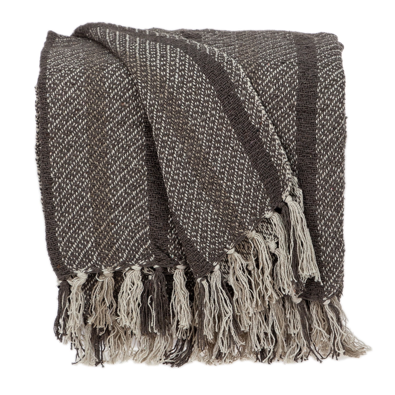 Brown and Taupe Striped Woven Handloom Throw - Walmart.com