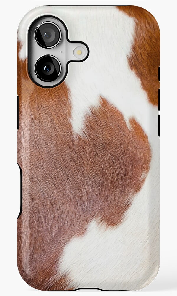Brown and White Cow Hide Animal Skin Texture Art Phone Case for iPhone ...
