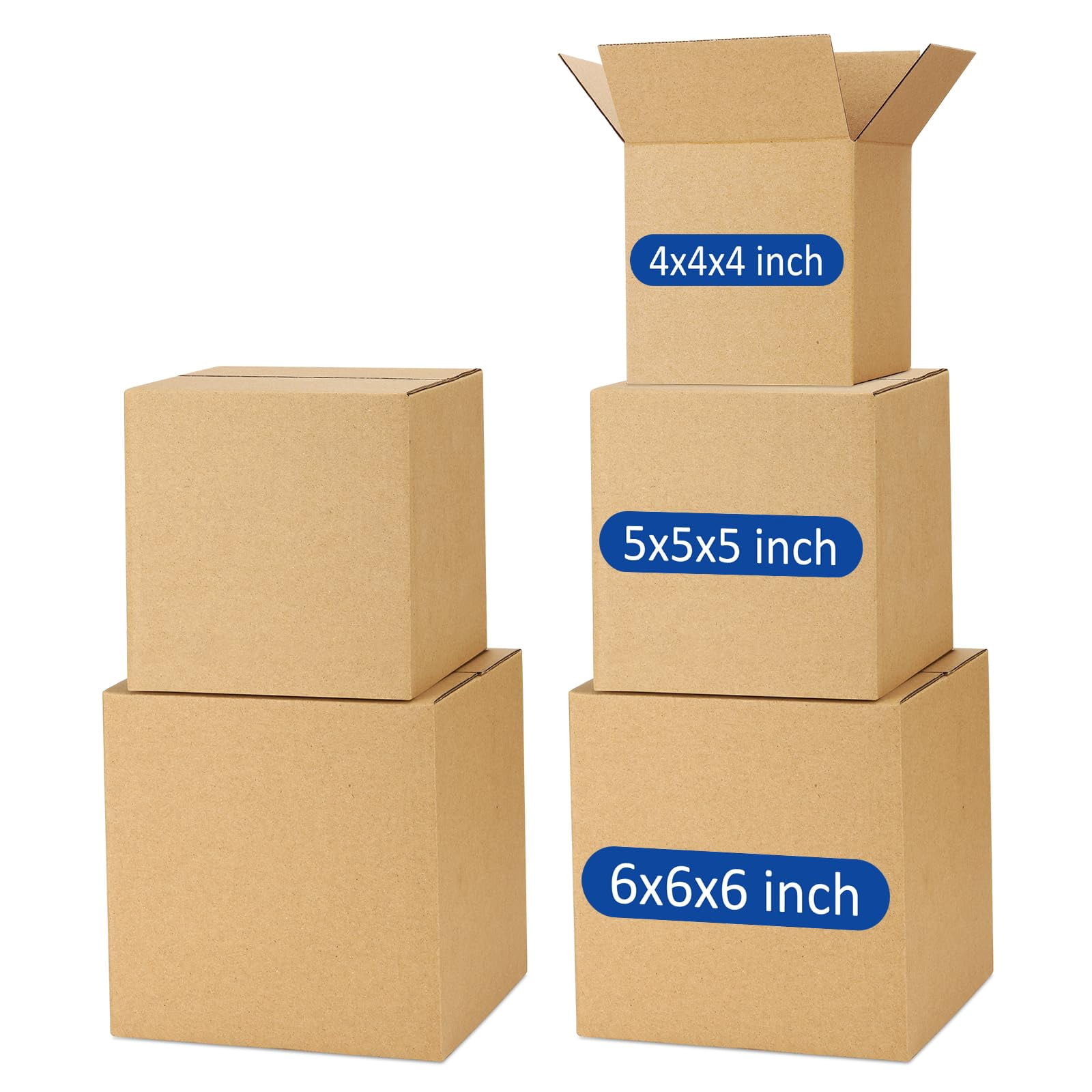 Brown corrugated cardboard shipping boxes, 4x4x4 & 5x5x5 & 6x6x6 inches ...