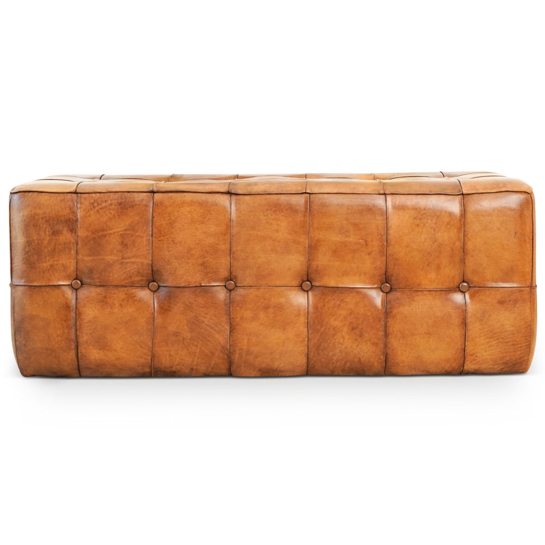 Brown genuine leather bench suitable for living room and bedroom ...