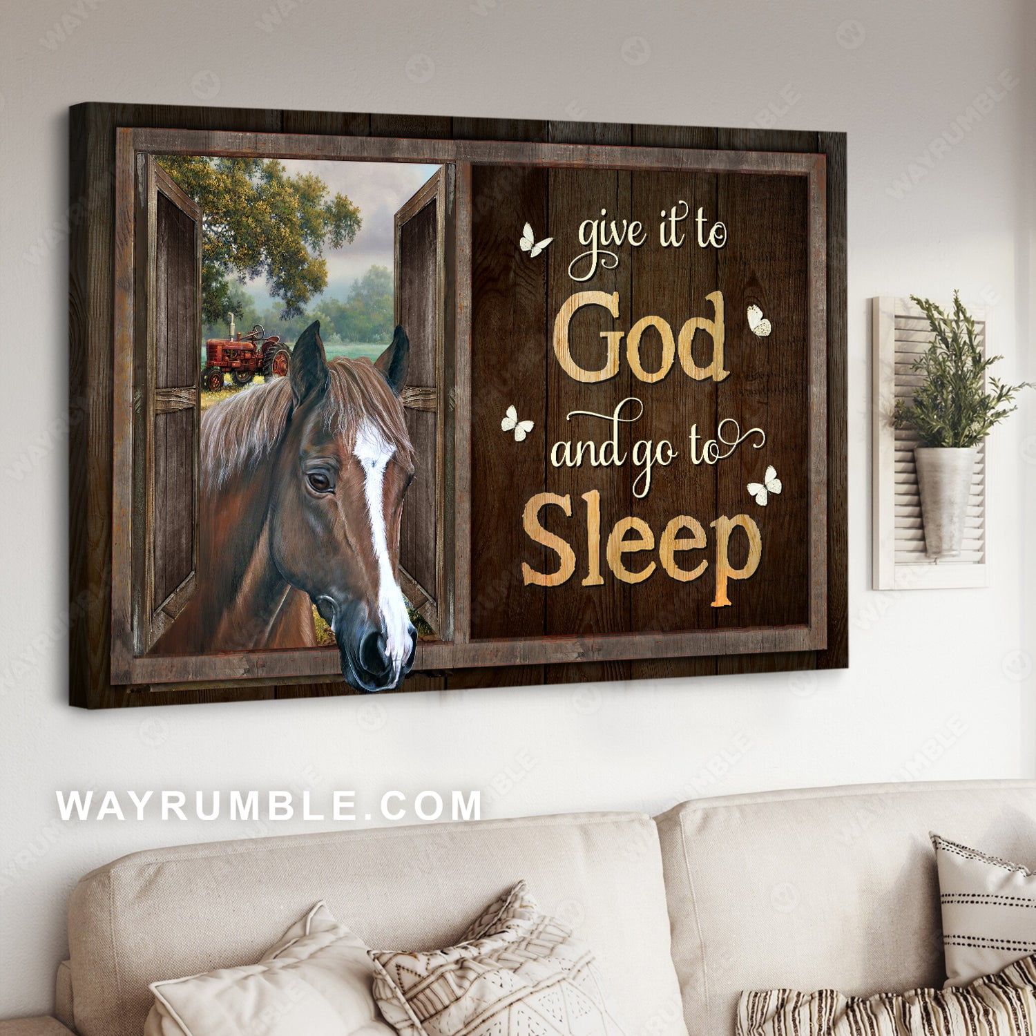 Brown horse, Wooden window, Give it to God and go to sleep - Jesus ...