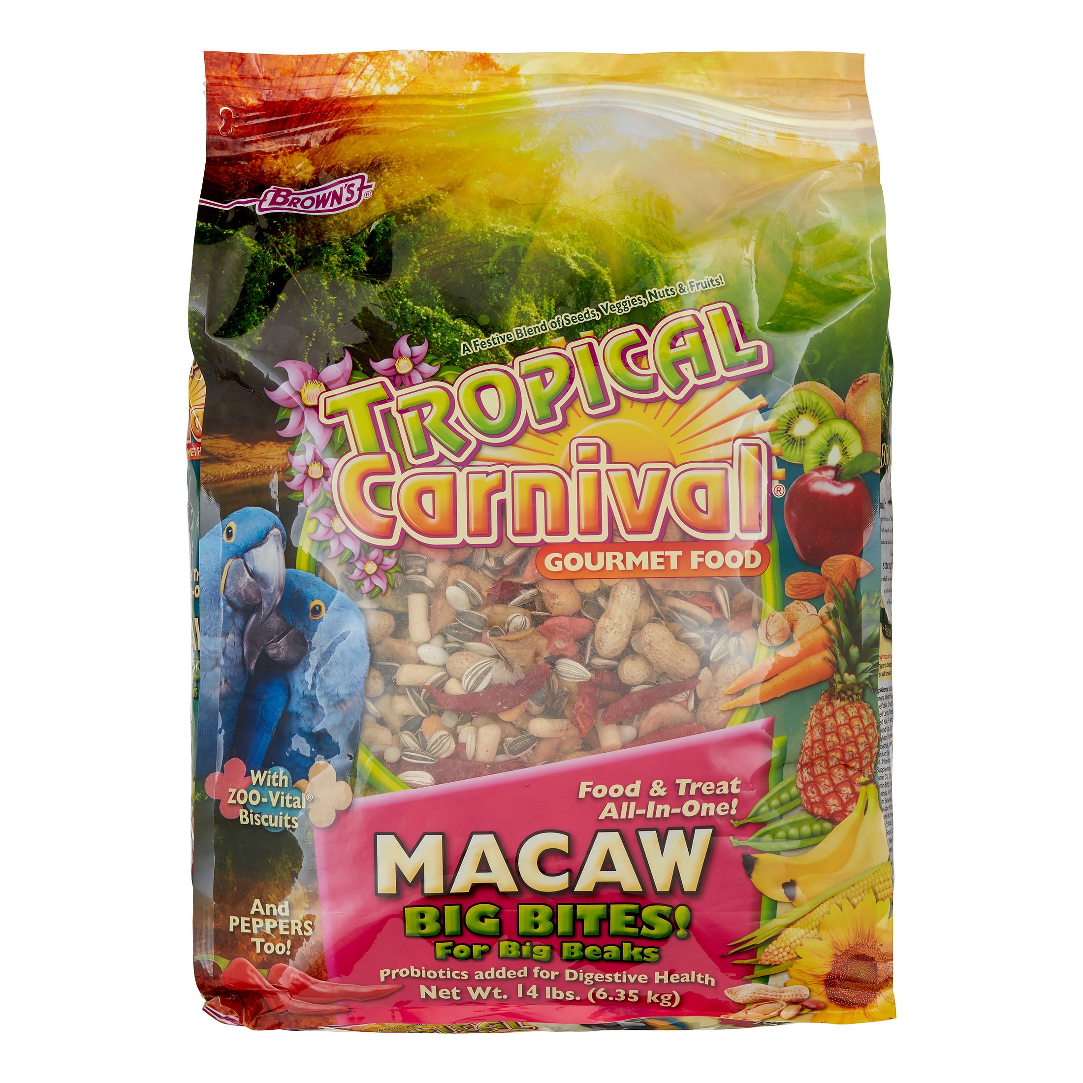 Brown's Tropical Carnival Big Bites Macaw Bird Food, 14 Lb - Walmart.com
