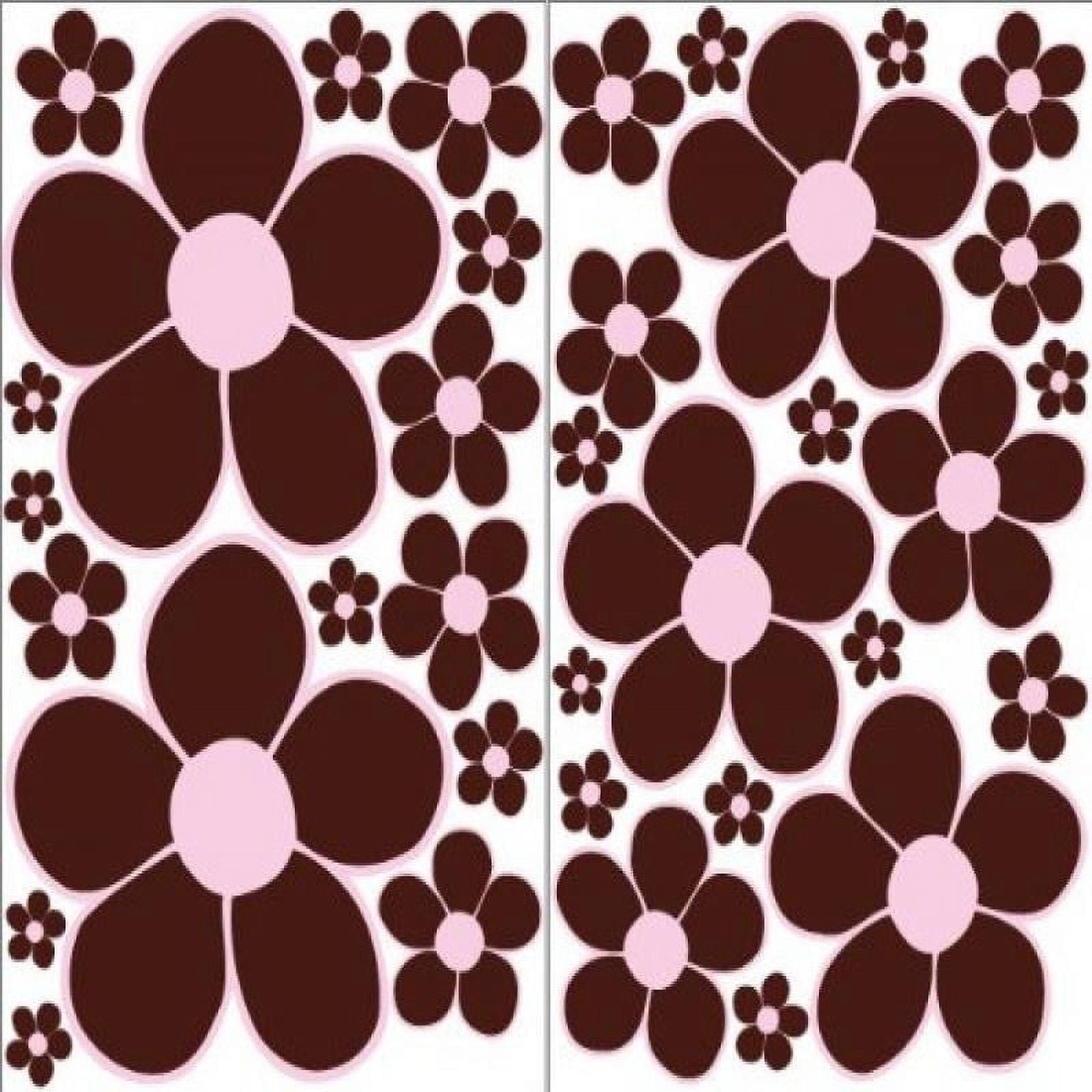 Brown with Pink Daisy Flower Wall Stickers Decals, Decor - Walmart.com