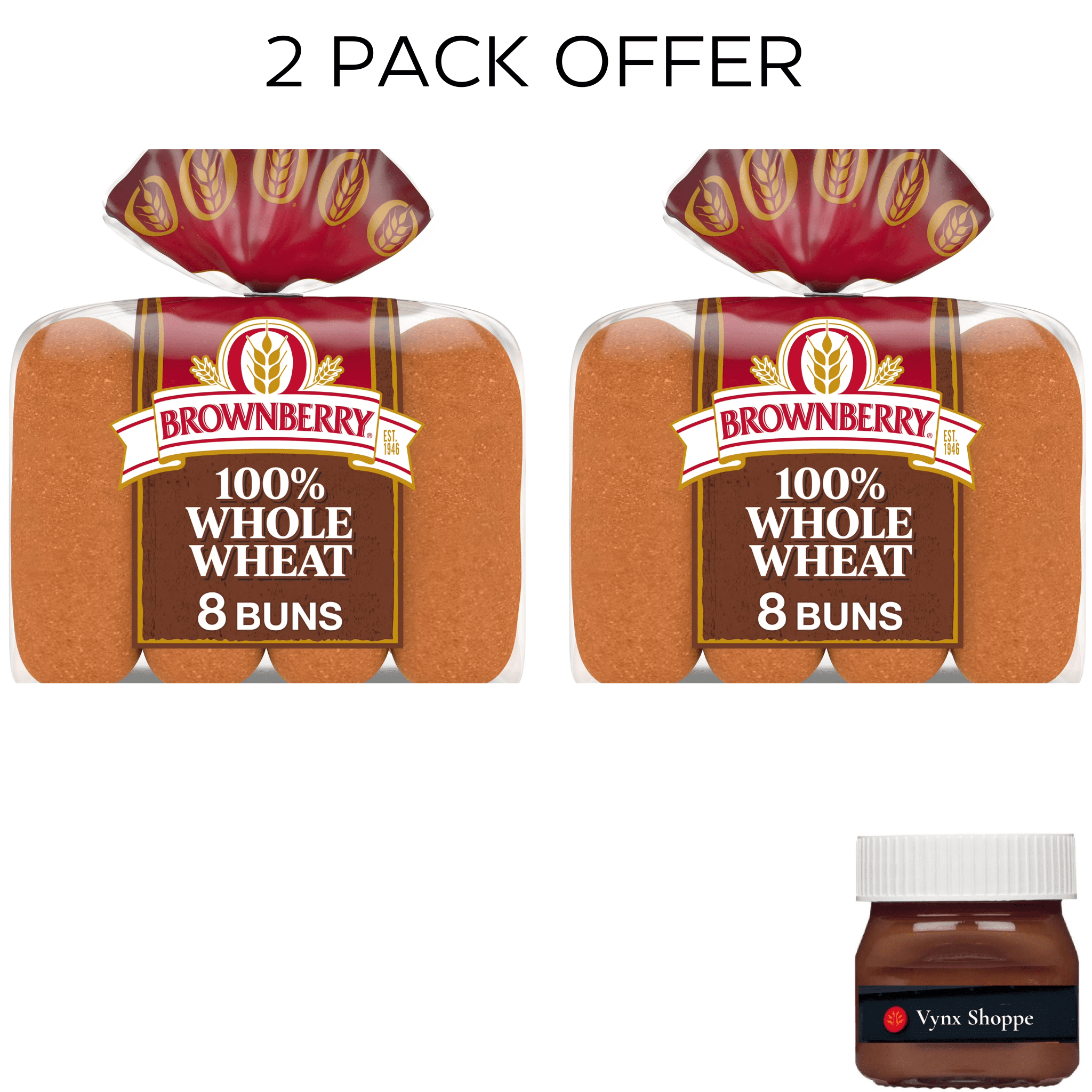 Brownberry 100% Whole Wheat Hot Dog Buns, 8 count, Hot Dog Buns, 16 oz ...