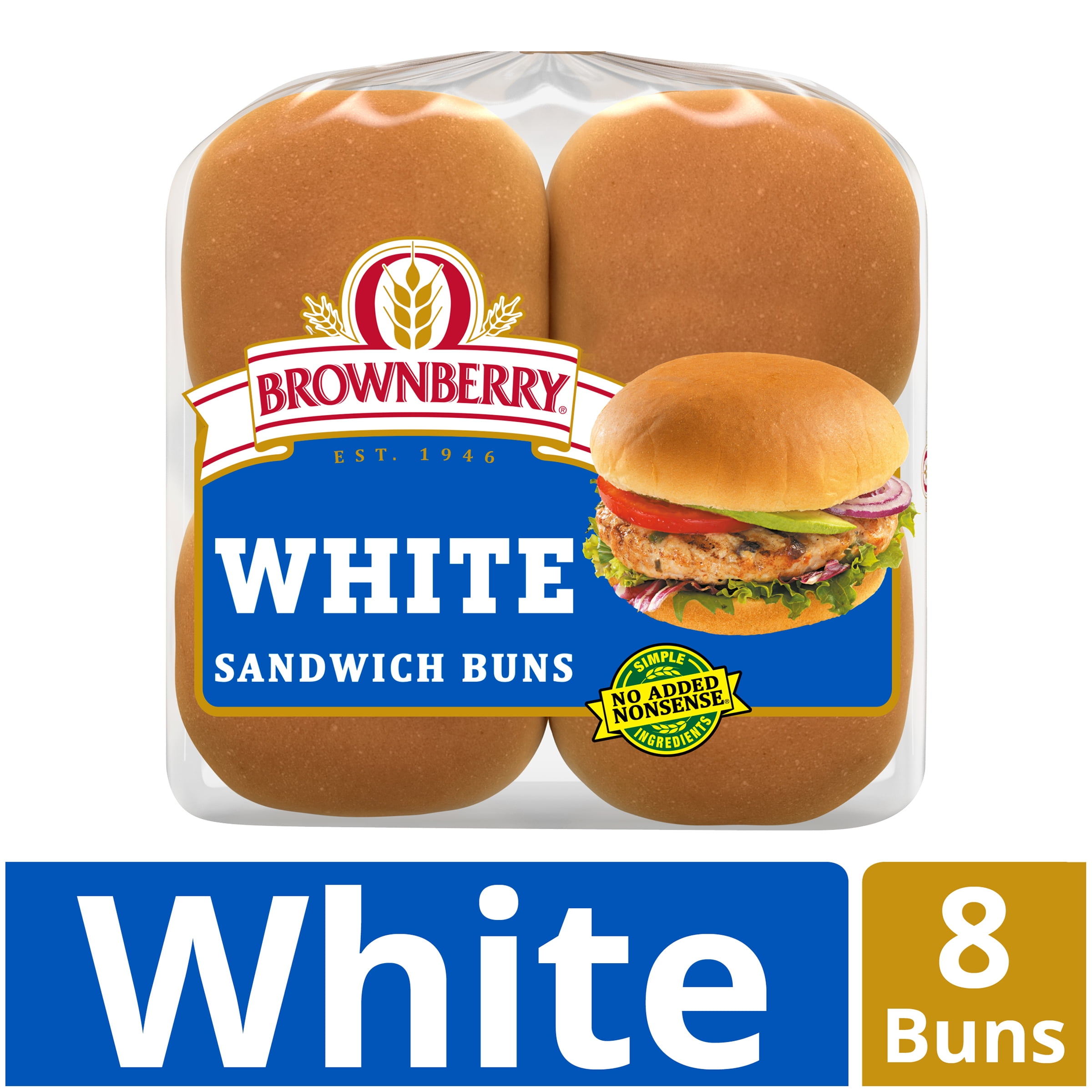 Brownberry Country White Sandwich Buns, Burger Size, 8 Buns, 16 oz ...