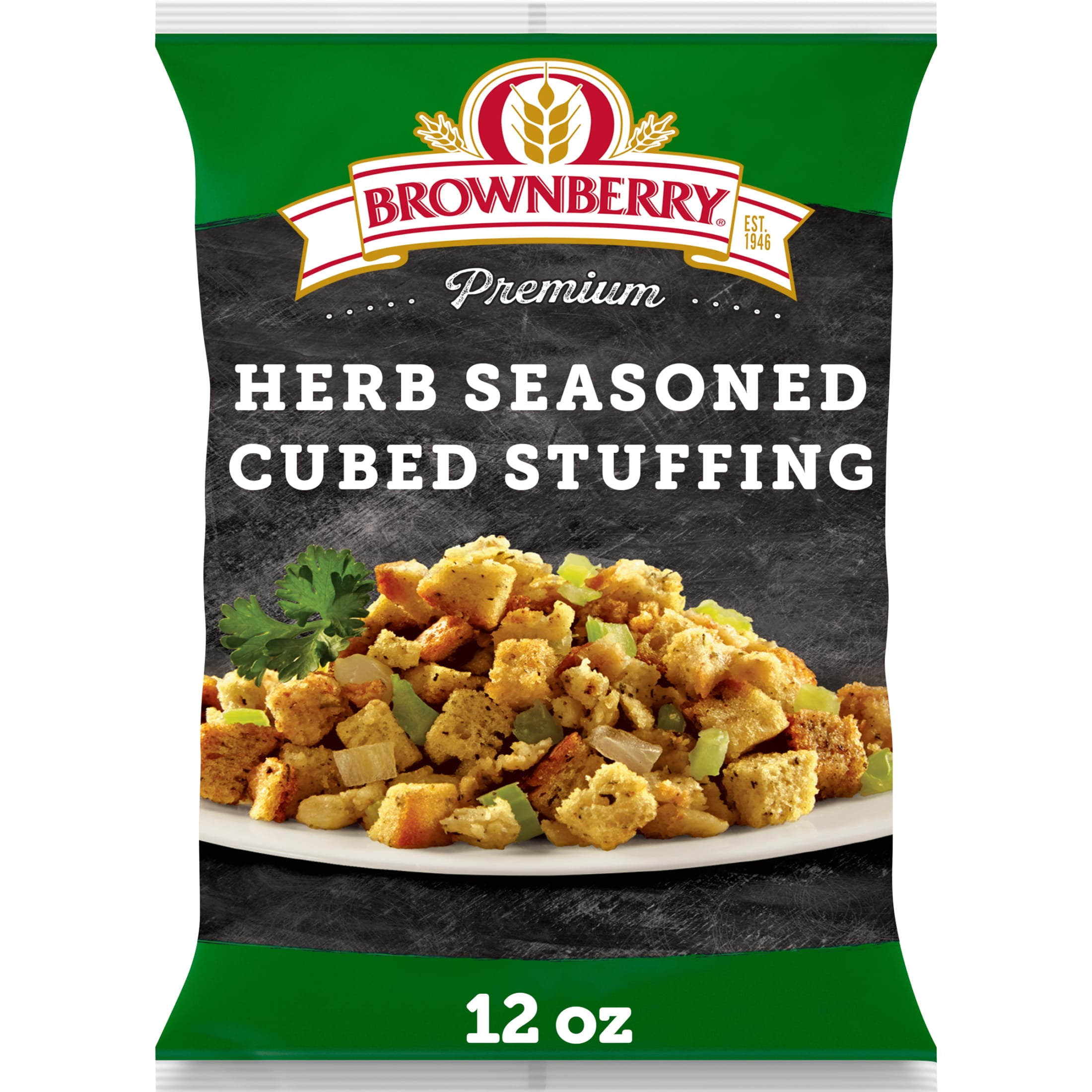 Brownberry Premium Herb Seasoned Cubed Bread Stuffing, 12 oz, Turkey ...