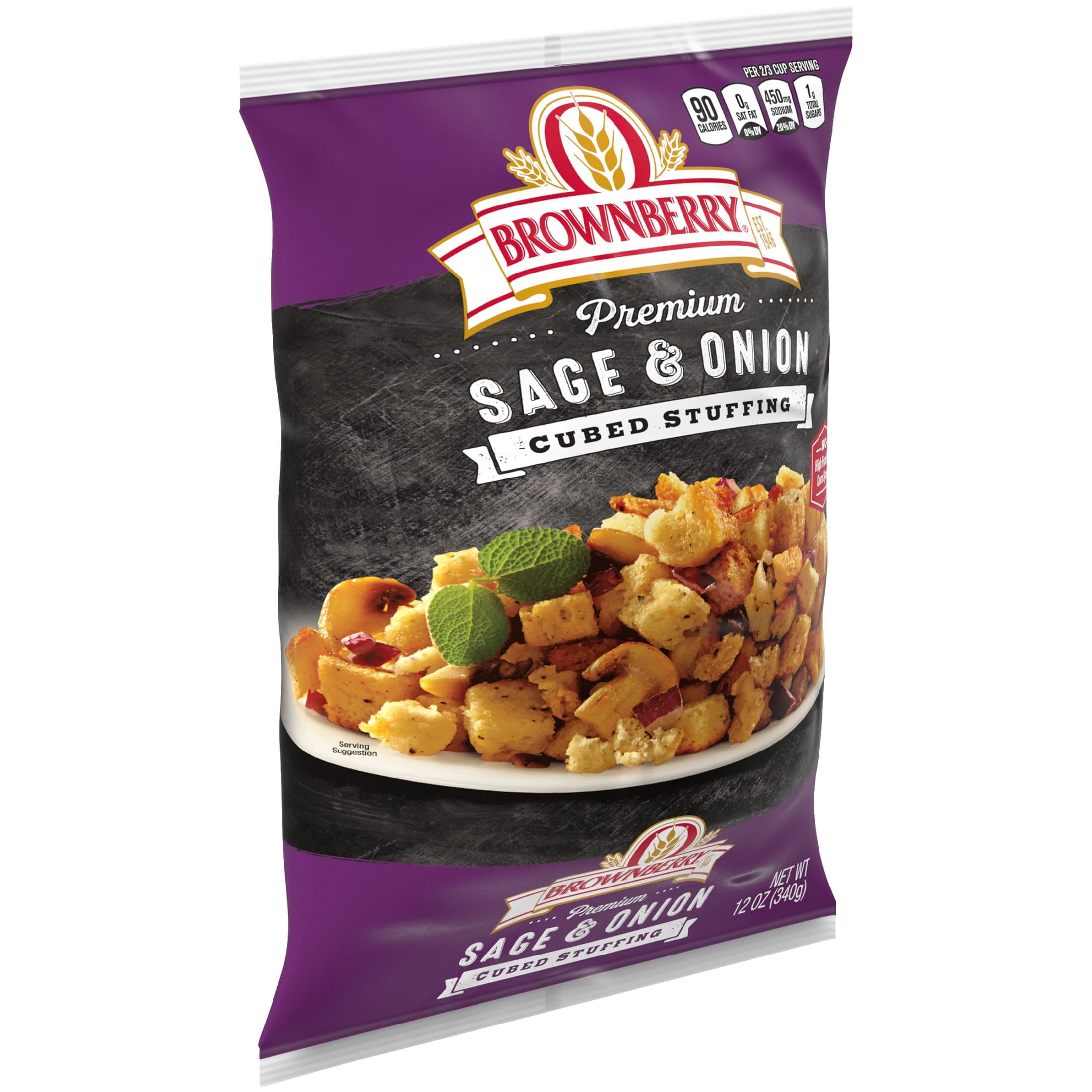 Brownberry Premium Sage & Onion Cubed Stuffing, 12 oz, Bread Crumbs ...