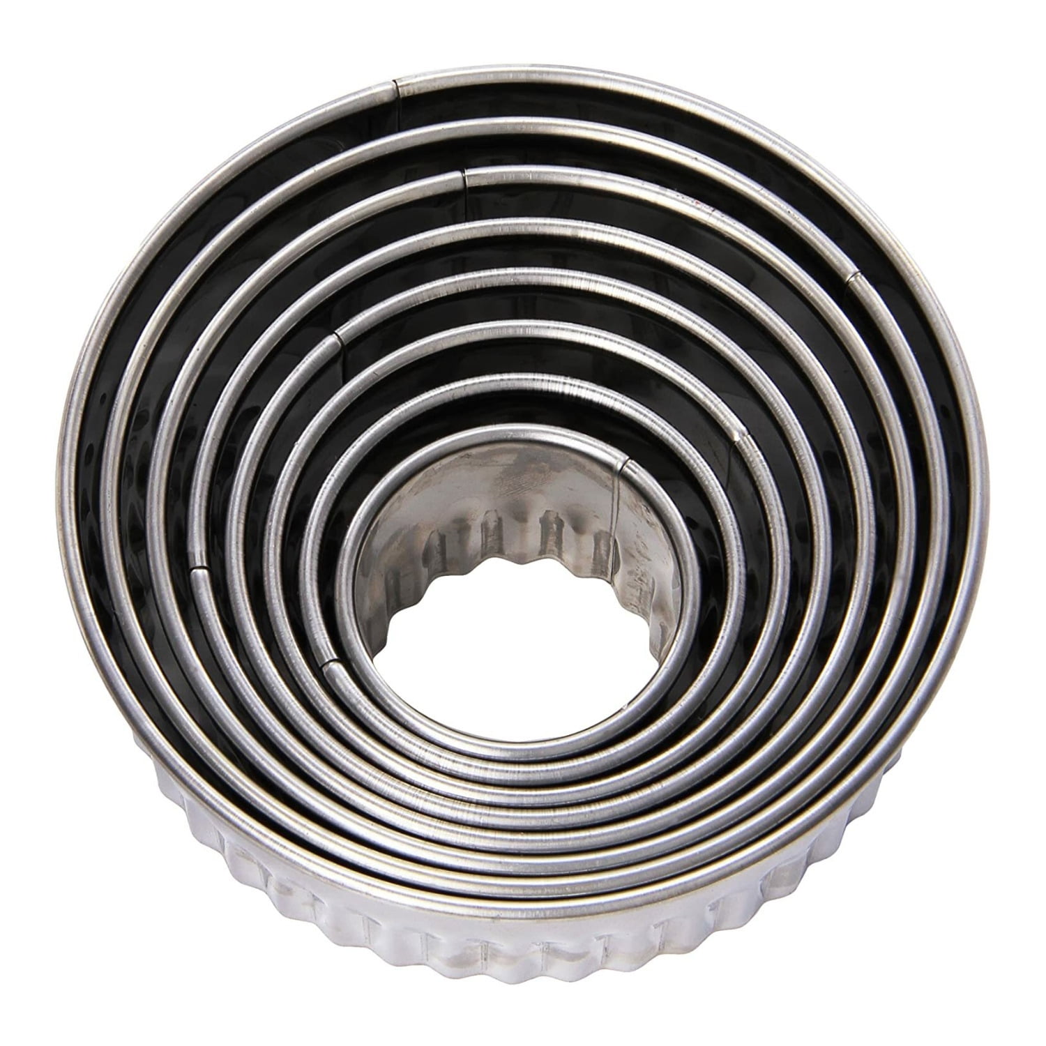 Browne Foodservice Fluted Round 8-Piece Stainless Steel Pastry Cutter ...