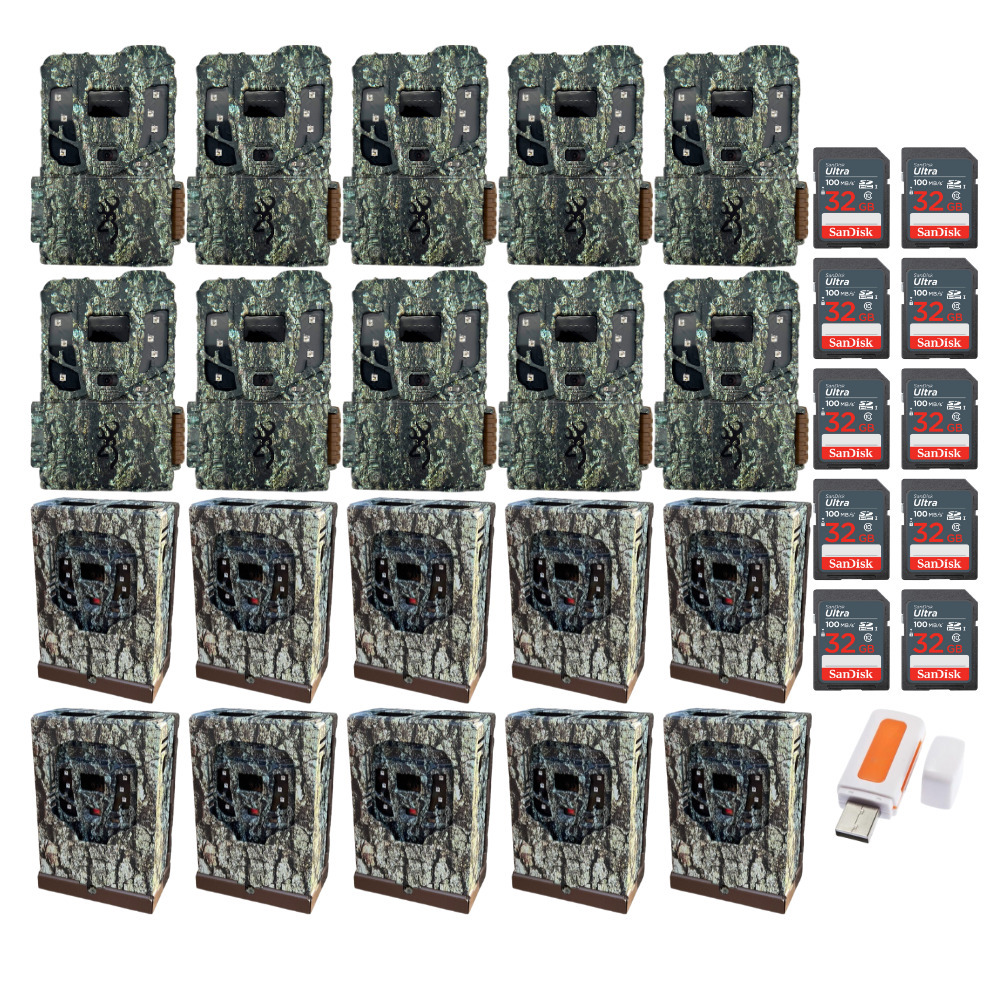 Browning 10PK Pro Scout Max HD TrailCamera, Security Box w/32GB M/Card ...