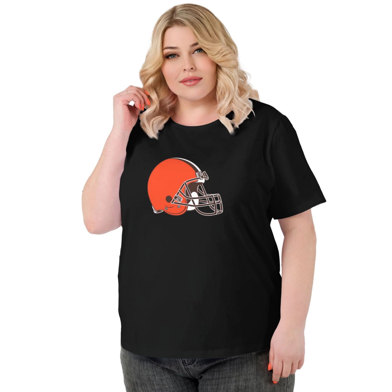 Browns Football Team Custom Women's Plus Size, Tops Casual Short Sleeve ...