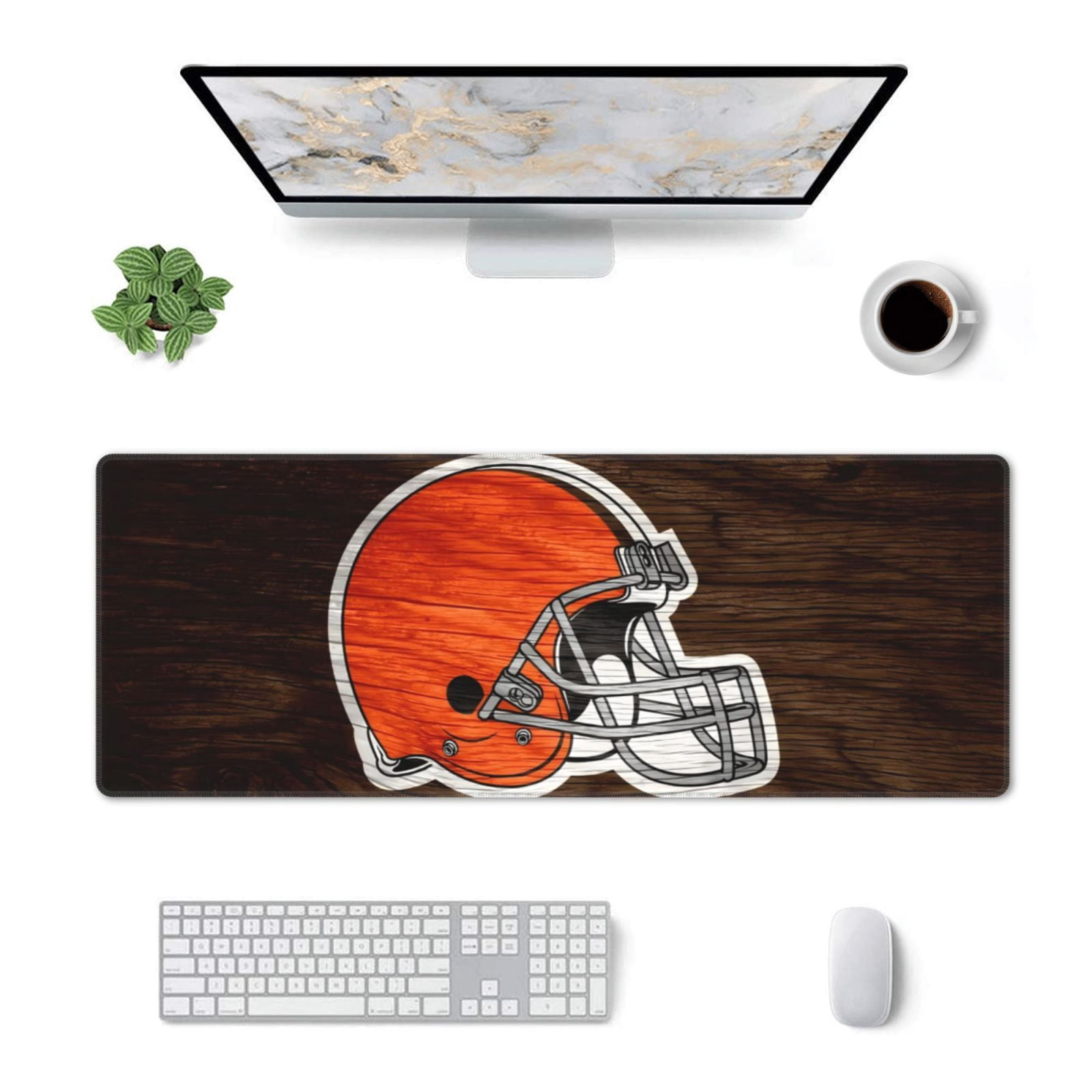 Browns Football Team Pattern Oversized Rubber Keyboard Pad 12x31.5 Inch ...