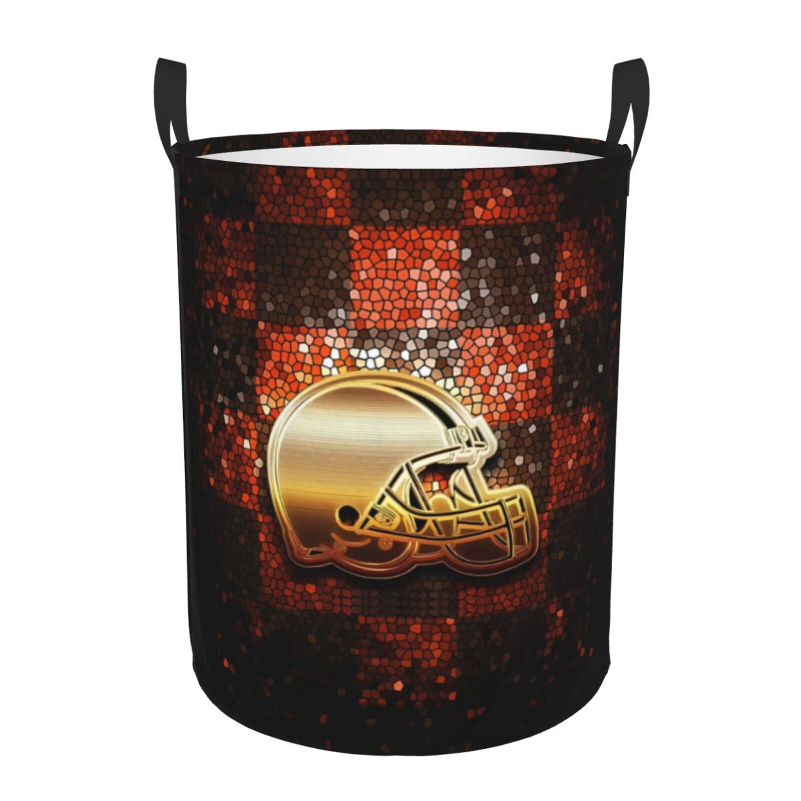 Browns Football Team Theme Round Laundry Basket with Handle, Fan Living ...
