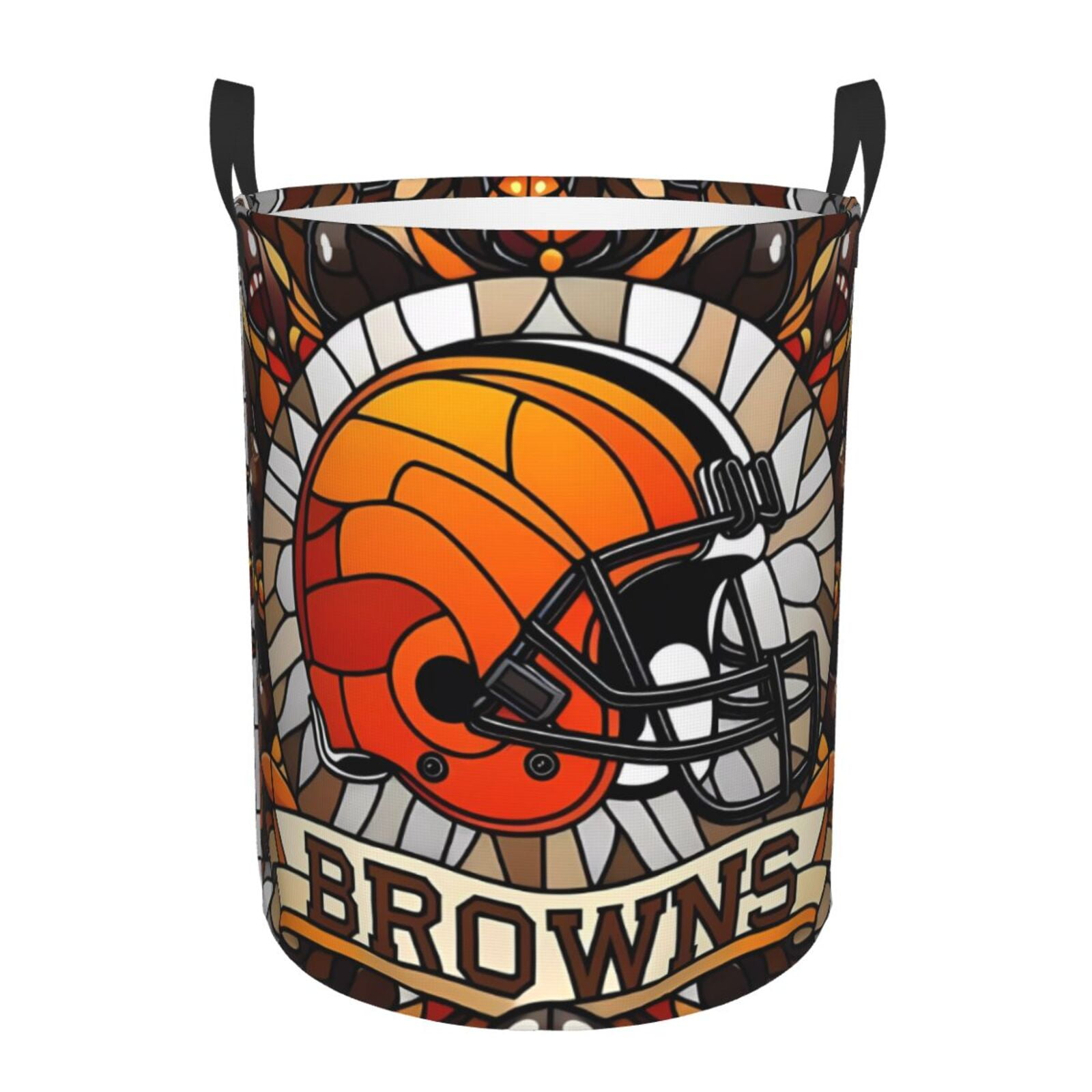 Browns Football Team Theme Round Laundry Basket with Handle, Fan Living ...