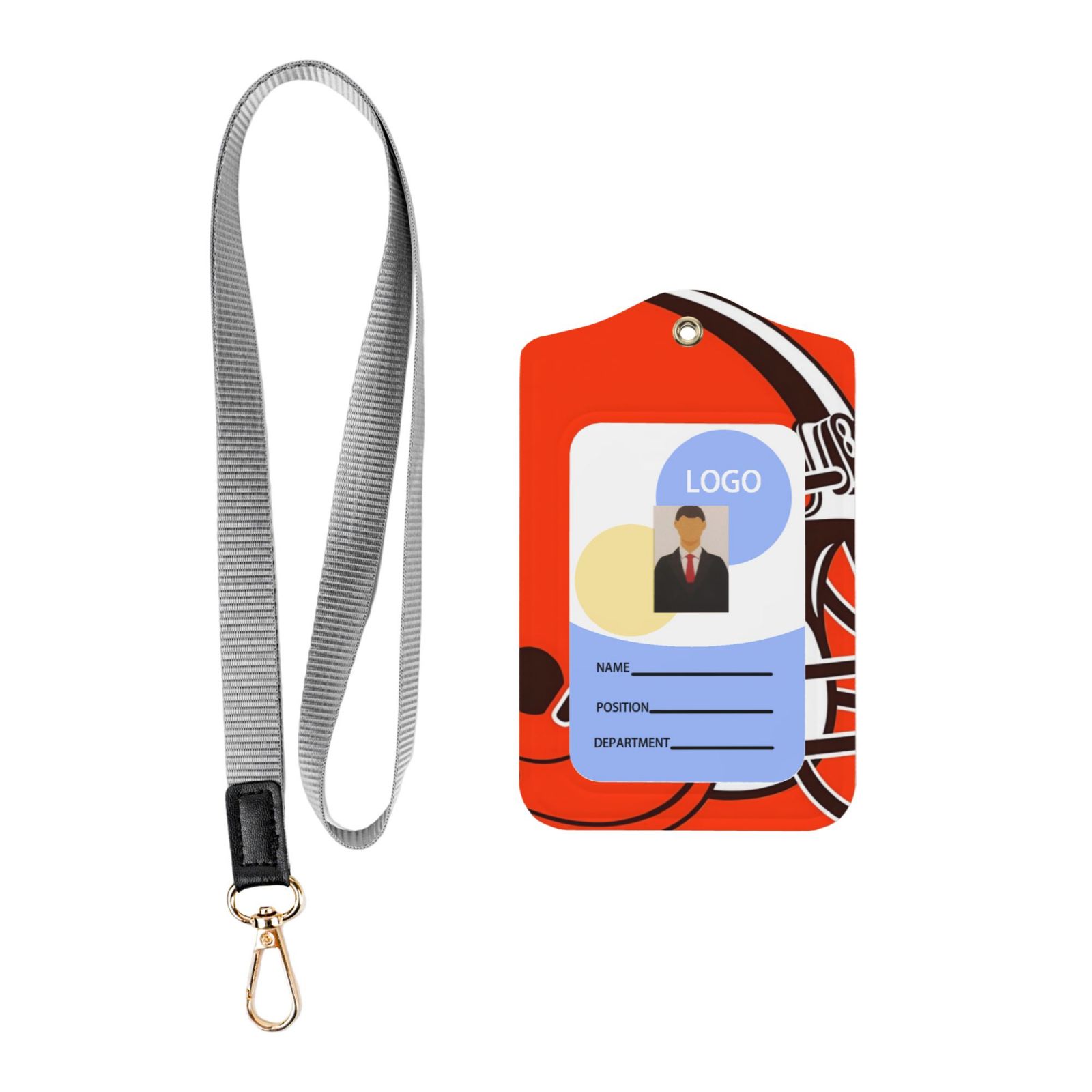 Browns Hard Plastic ID Card Holder with Clear Window for Office School ...