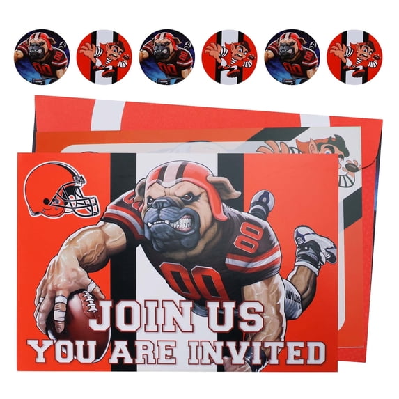 Browns Party Invitations! 16 Football Team Invitations (with Envelopes ...