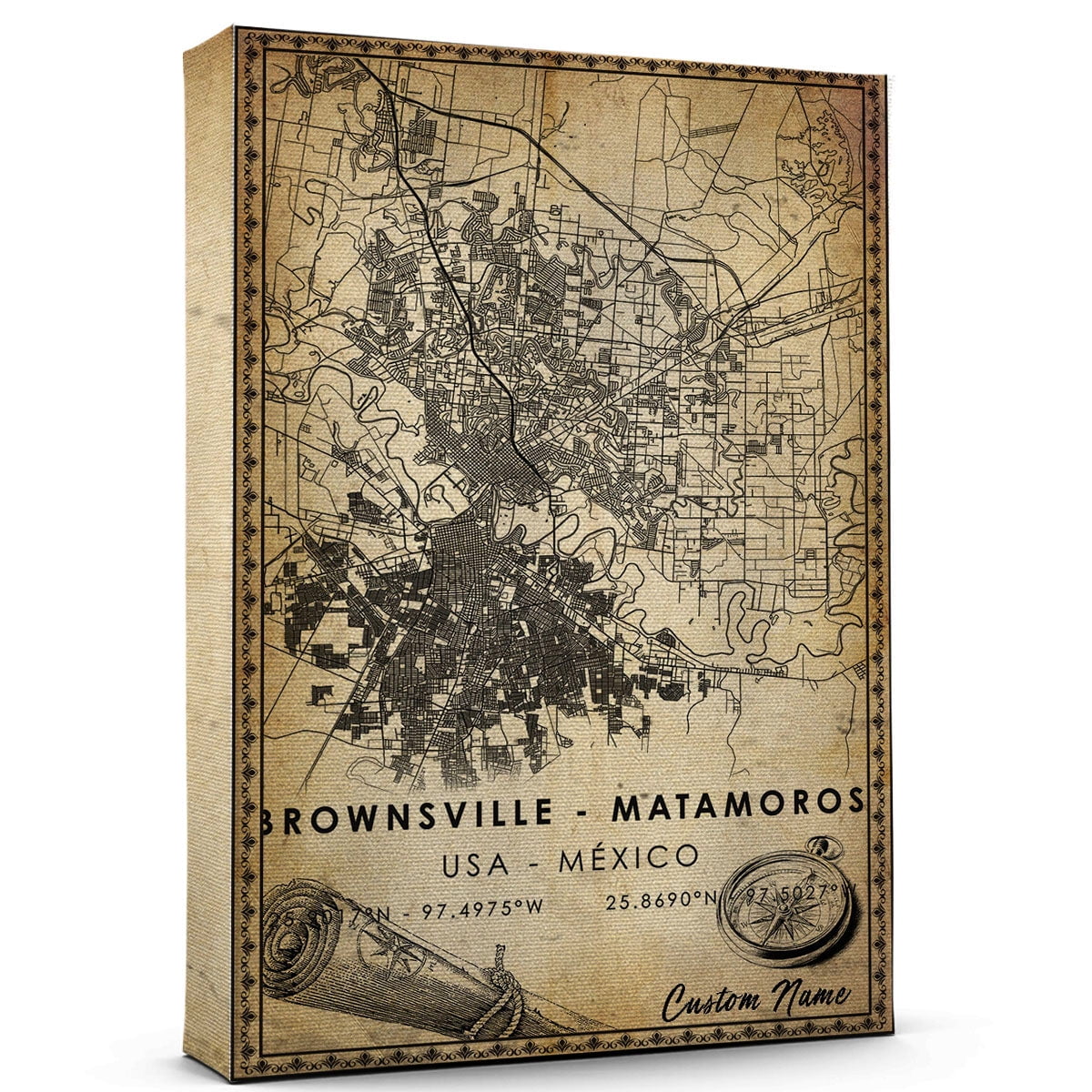 Brownsville Map Poster, Brownsville Matamoros New Mexico Map Art Poster, Canvas, Brownsville Map ...