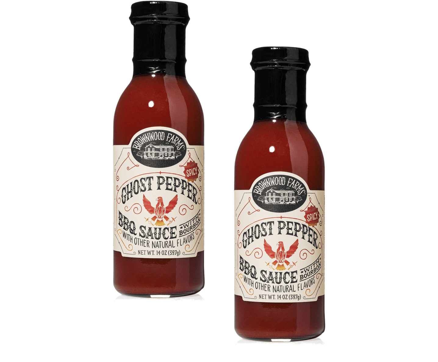 Brownwood Farms Ghost Pepper BBQ Sauce, Sweet & Spicy Flavors 2-Pack 14 ...