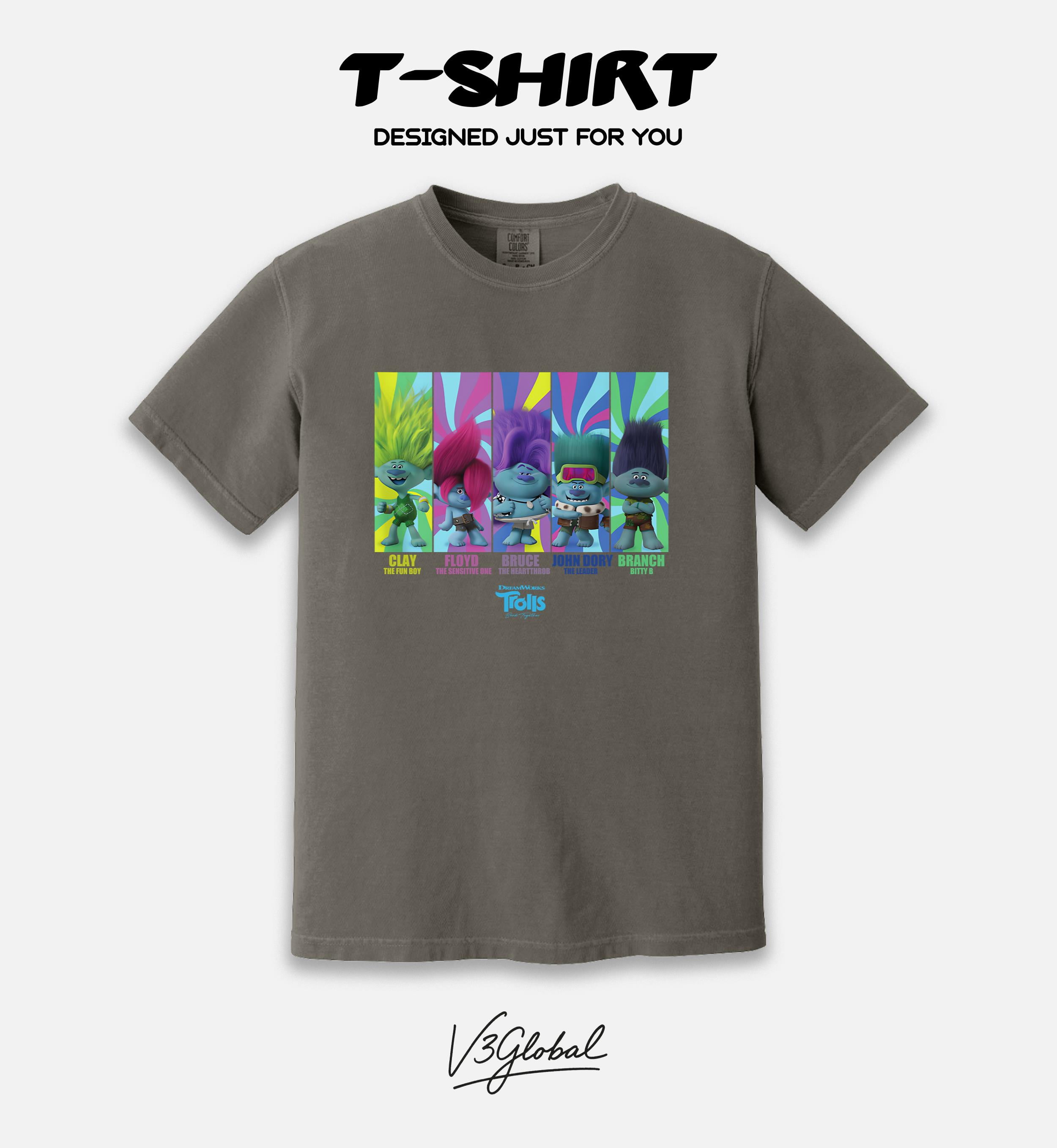 Brozone Comfort Color T-Shirt Dreamworks Trolls Band Members Design ...