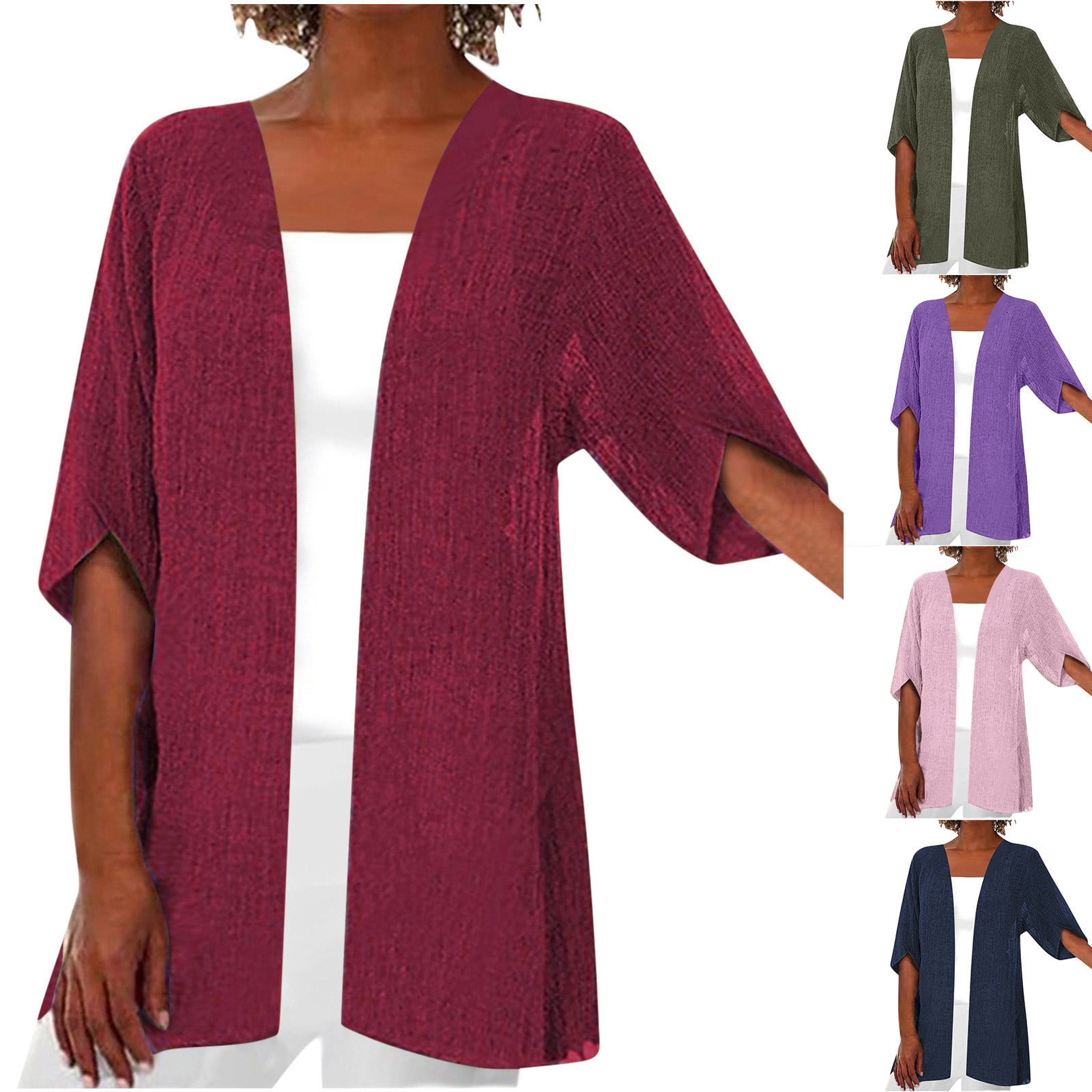 Brqkzdu Cardigan for Women Half Sleeve Open Front Kimono Cardigan ...
