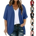 Brqkzdu Cardigan for Women Plus Size Short Sleeve Waffle Open-Front ...