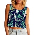 Brqkzdu Cropped Tank Tops for Women Trendy Printed Crew Neck Sleeveless ...