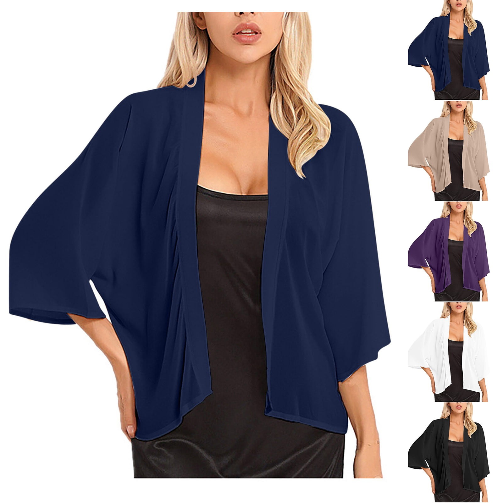 Brqkzdu Kimono Cardigans for Women Lightweight Open Front 3/4 Sleeve ...