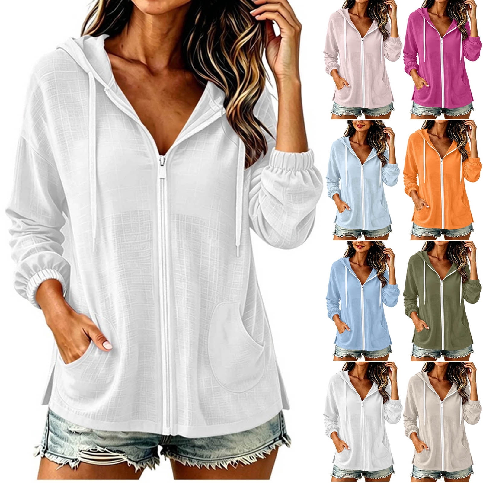Brqkzdu Sun Protection Jacket for Women Hood Long Sleeve Lightweight ...