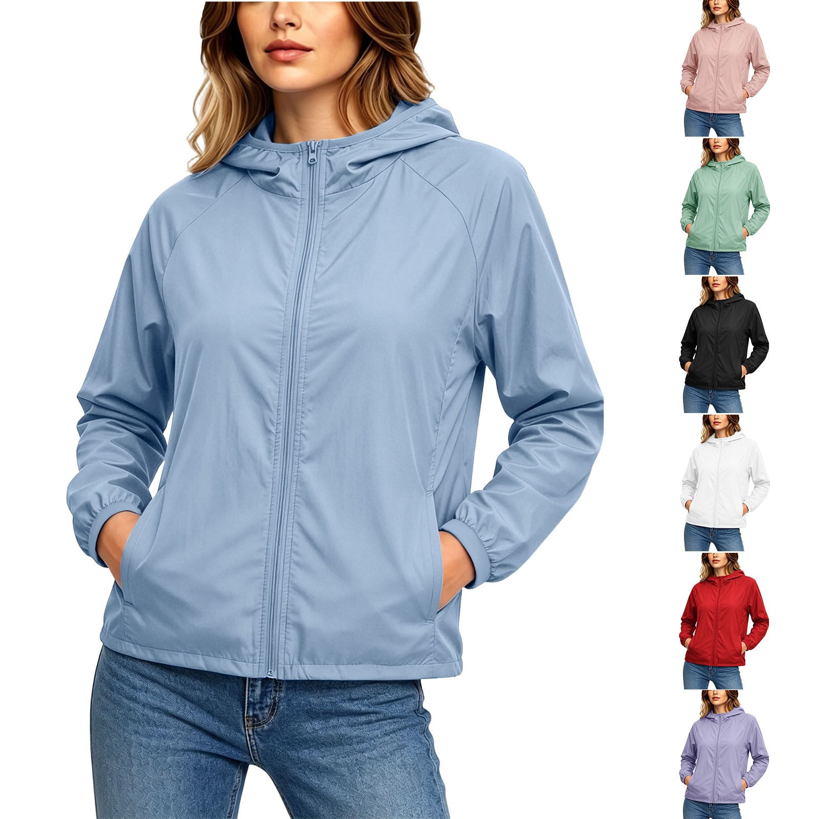 Brqkzdu Waterproof Raincoat for Women Summer Lightweight Hooded Rain ...