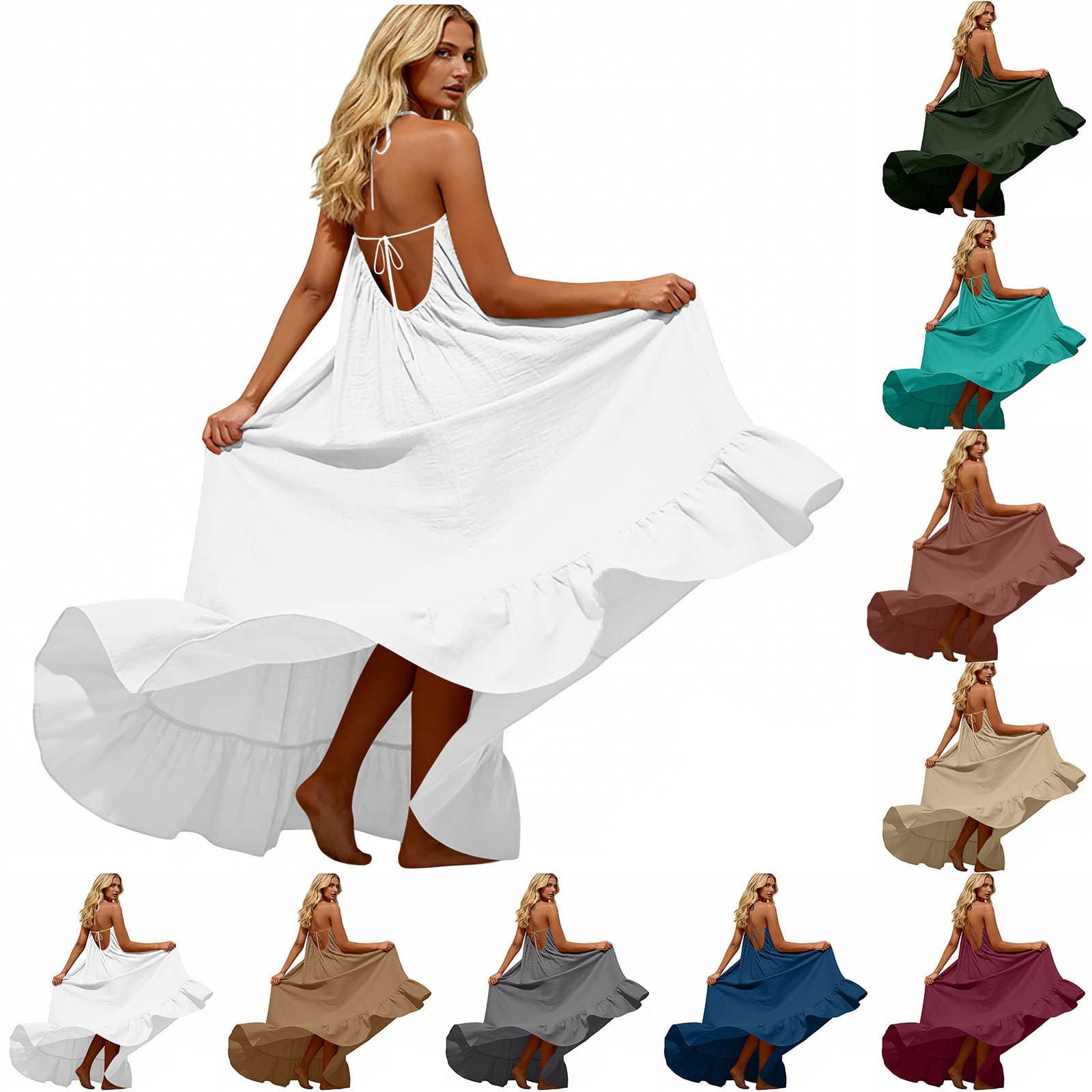 Brqkzdu Women's Summer Maxi Dresses Sleeveless Adjustable Spaghetti ...