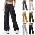 Brqkzdu Womens Parachute Cargo Pants Elastic Waist Drawstring Hiking ...