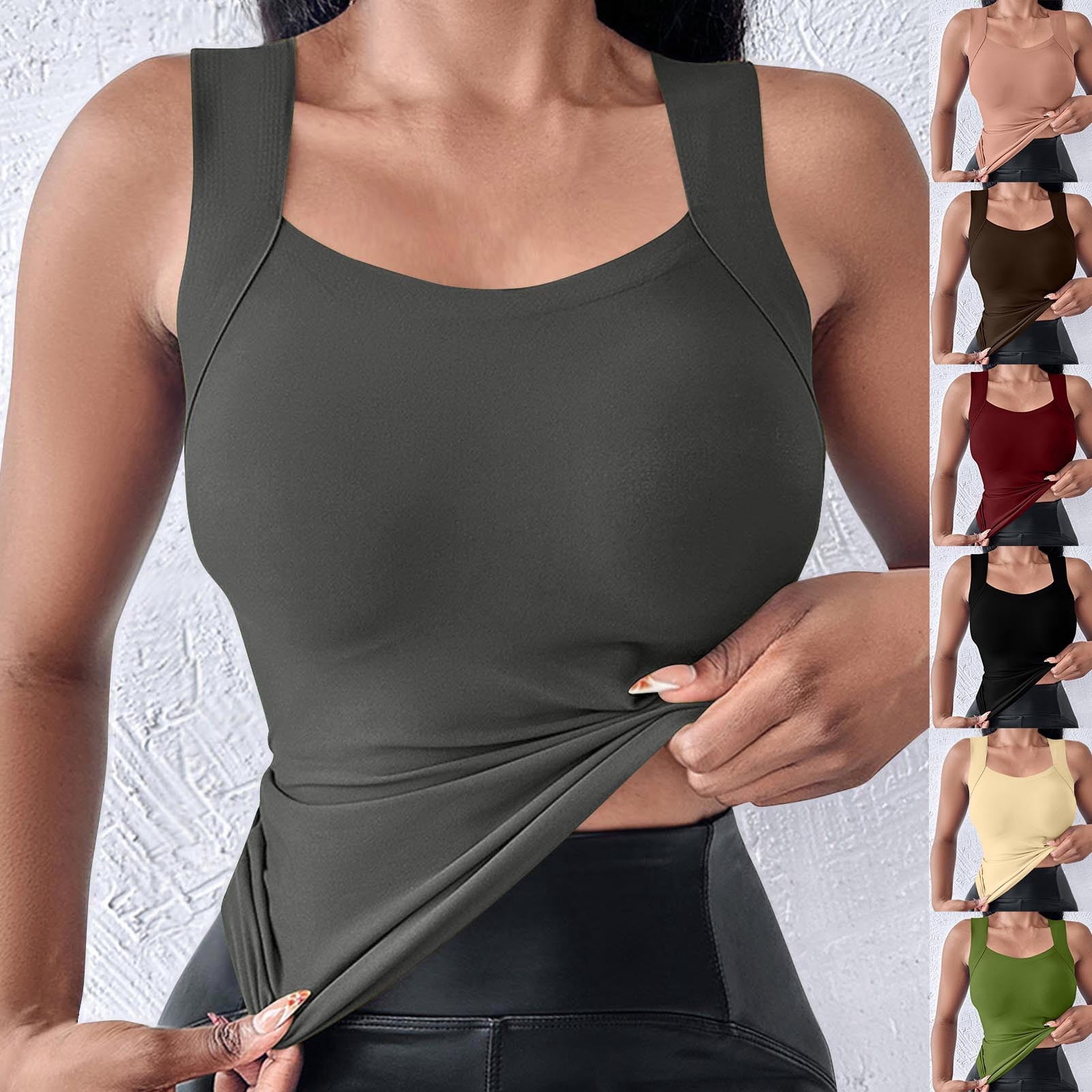 Brqkzdu Womens Workout Tank Tops Scoop Neck Yoga Breathable Sleeveless ...