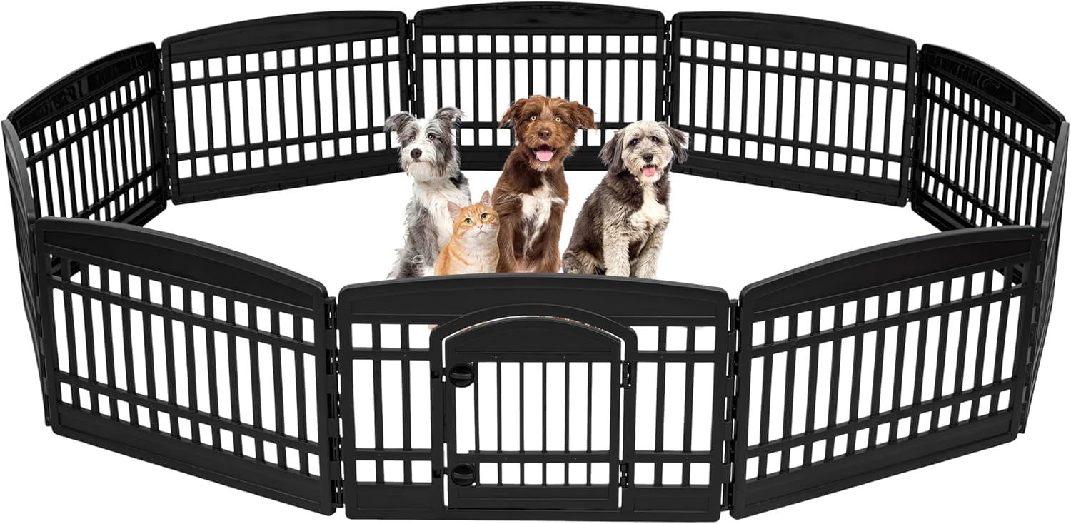 Brtye 24" 10-Panel Pet Dog Puppy Cat Playpen with Door, for Small and ...