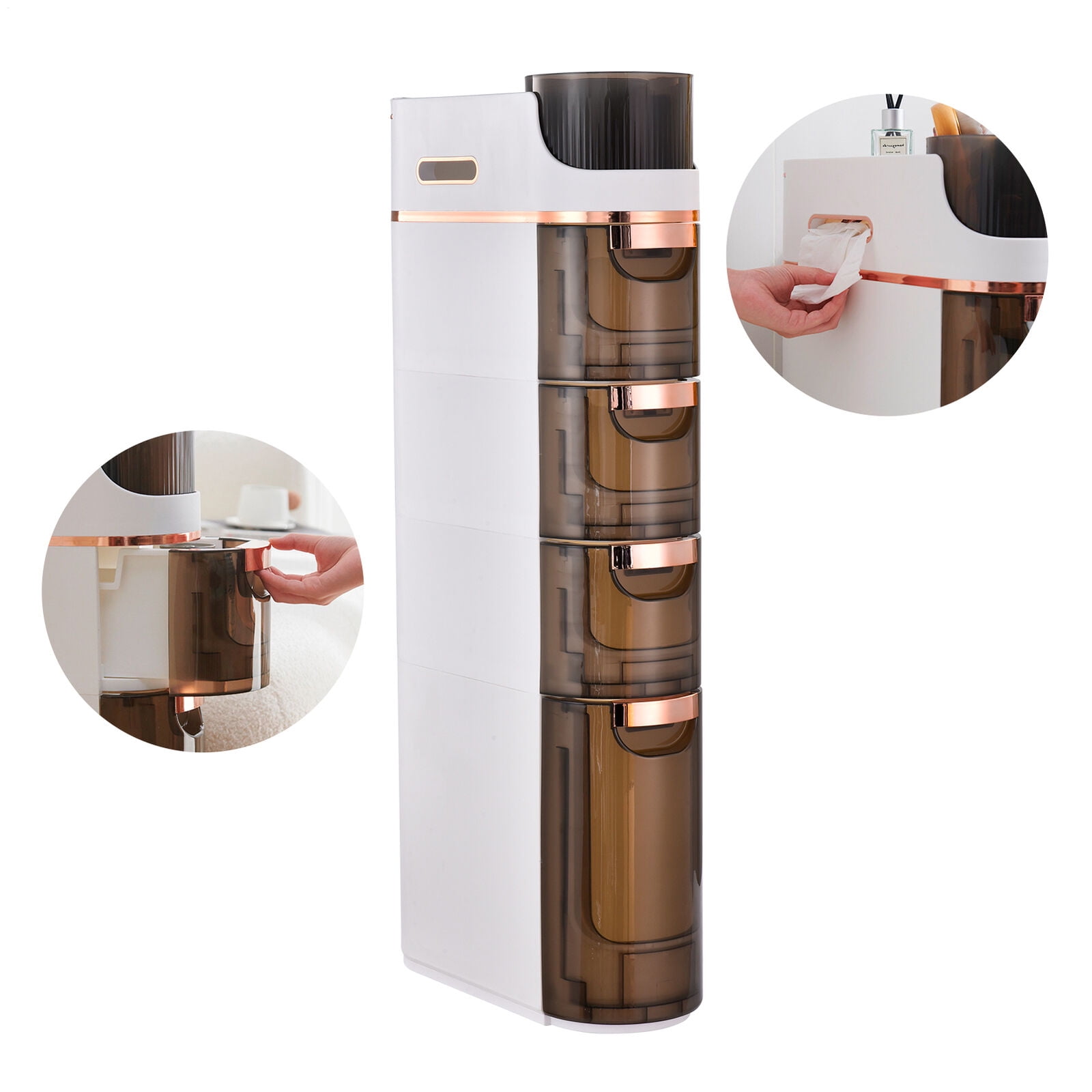 Brtye 4-Tiers Slim Bathroom Storage Cabinet, Narrow Organizers with ...