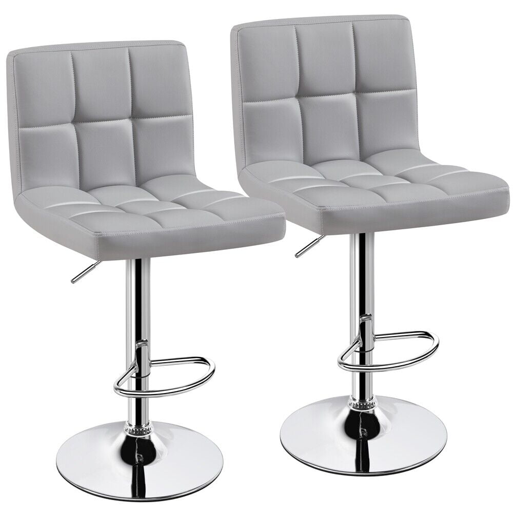 Brtye Bar Stools Set of 2, PU Leather Adjustable Swivel Barstools ...