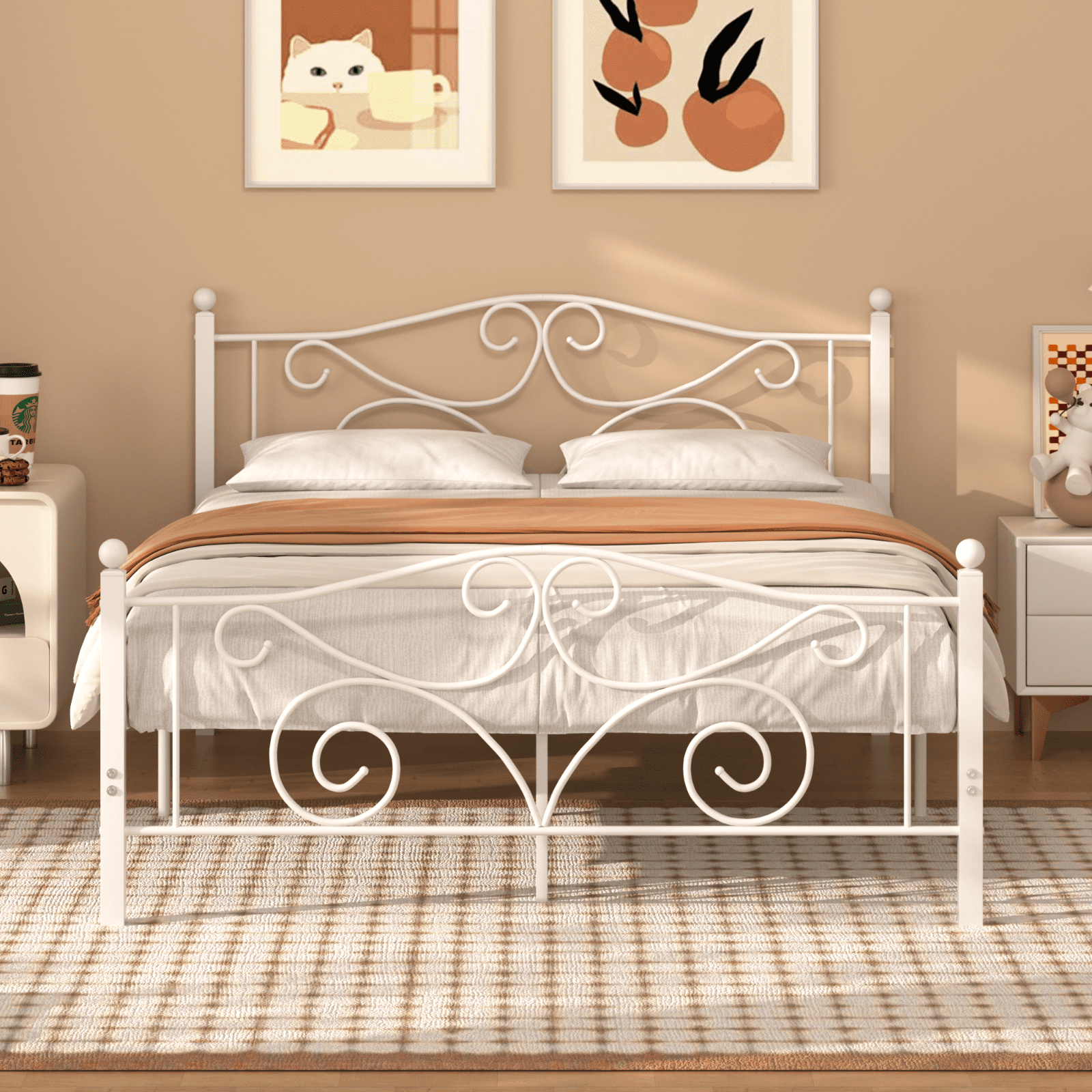Brtye Bed Frame with Headboard and Footboard, Heavy Duty Metal Slat ...