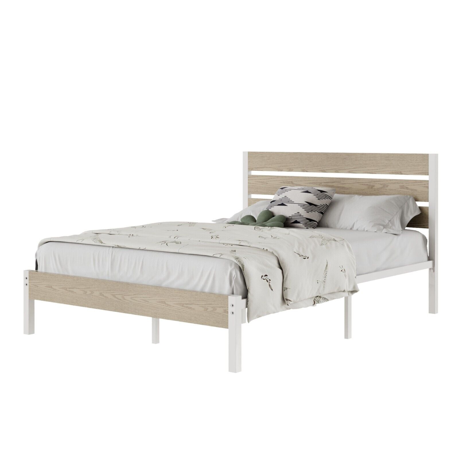 Brtye Bed Frame with Wood Headboard and Footboard, 14 Inch Platform ...