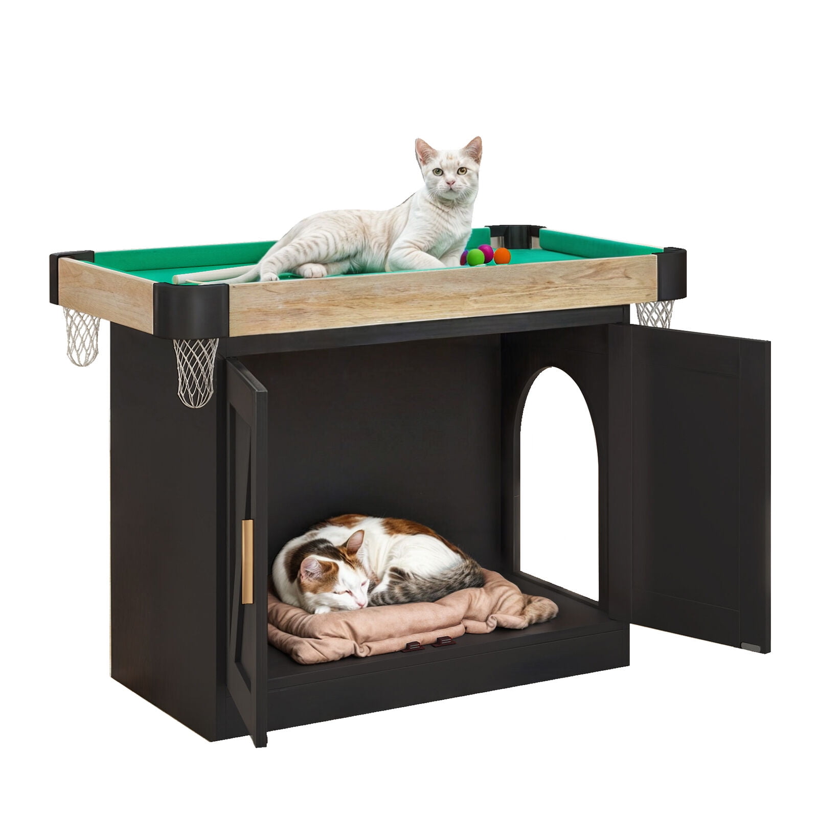 Brtye Cat Litter Box Enclosure with Cat Pool Table, Wooden Cat Litter ...