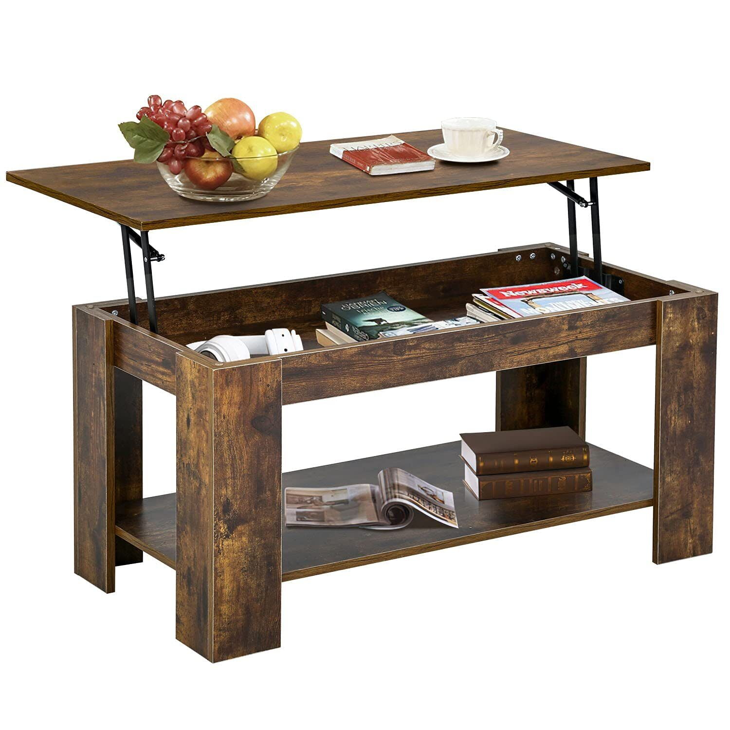 Brtye Coffee Table Lift Top Coffee Tables with Hidden Compartment and ...