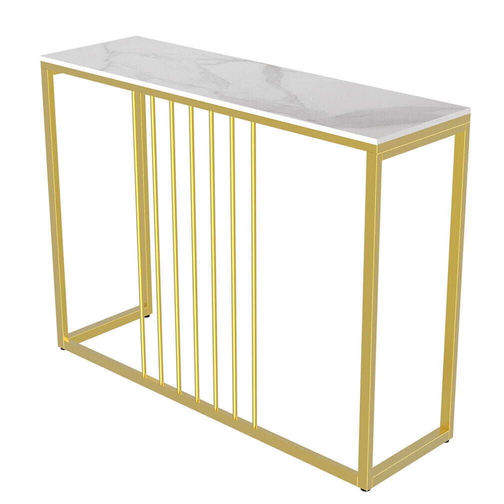 Brtye Console Table White Entryway Table with Storage Shelves Gold ...