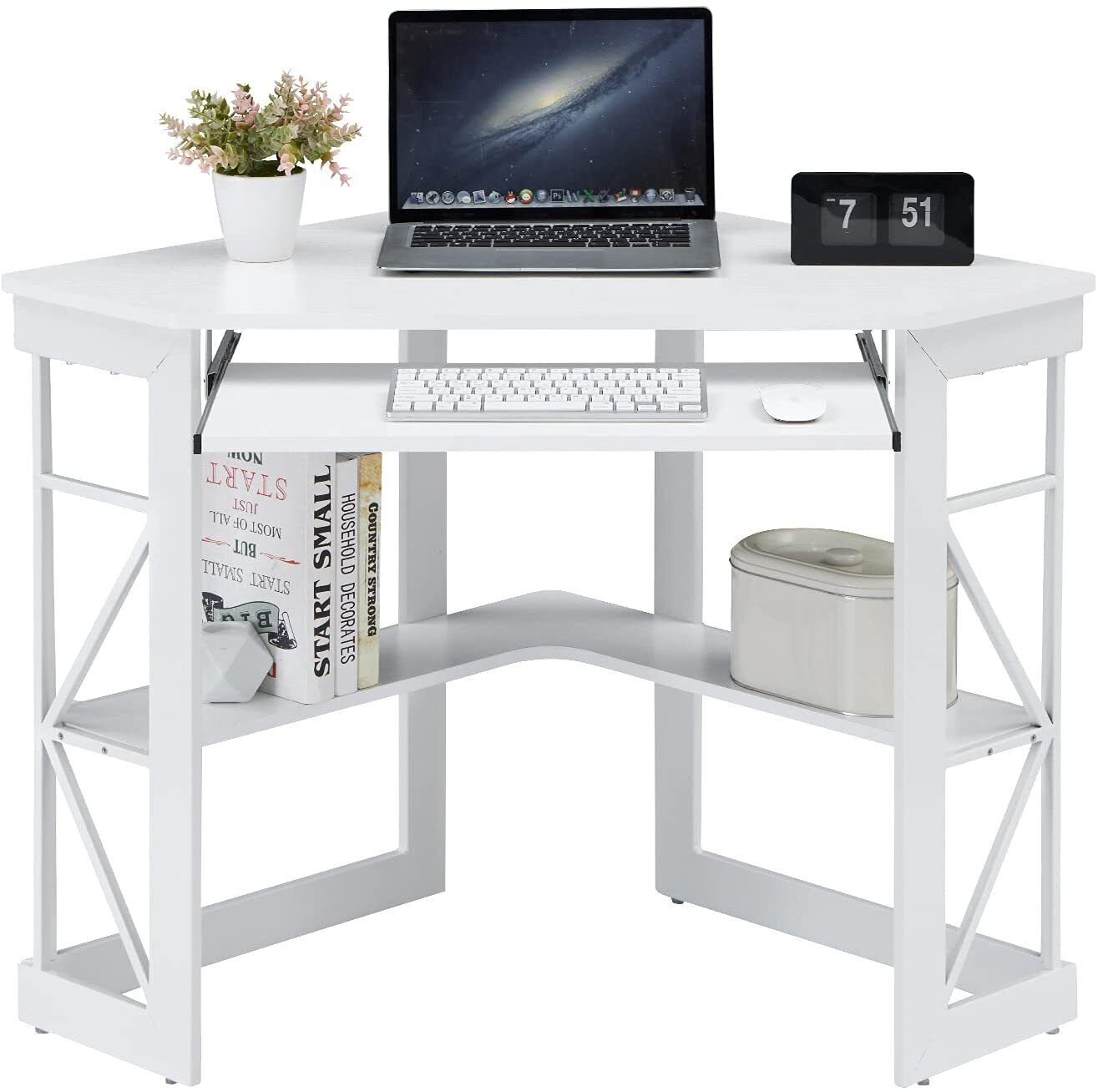 Brtye Corner Computer Desk 41 x 30 inches with Smooth Keyboard ...