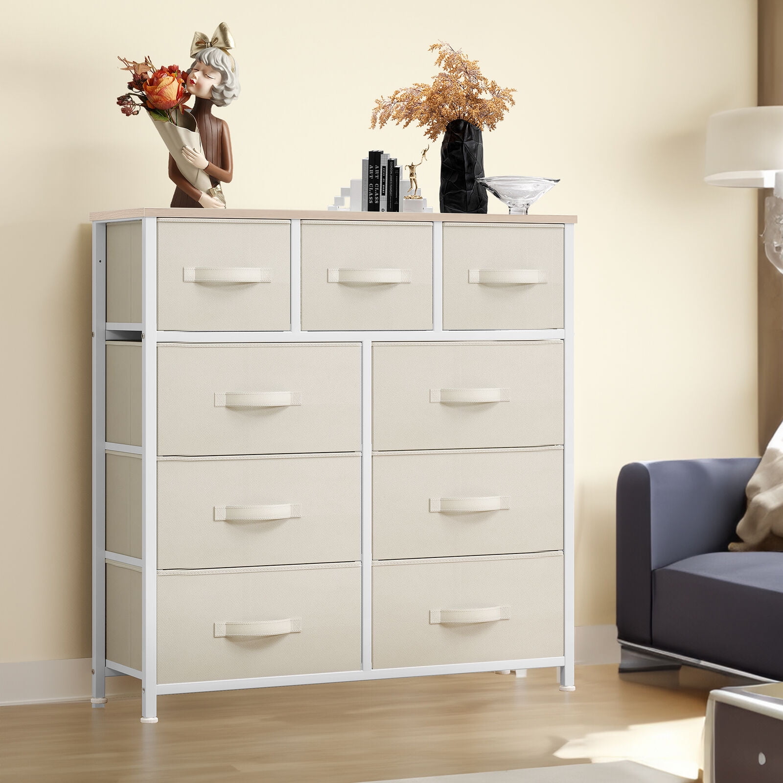 Brtye Dresser with 9 Drawers - Fabric Storage Tower, Tall Chest ...