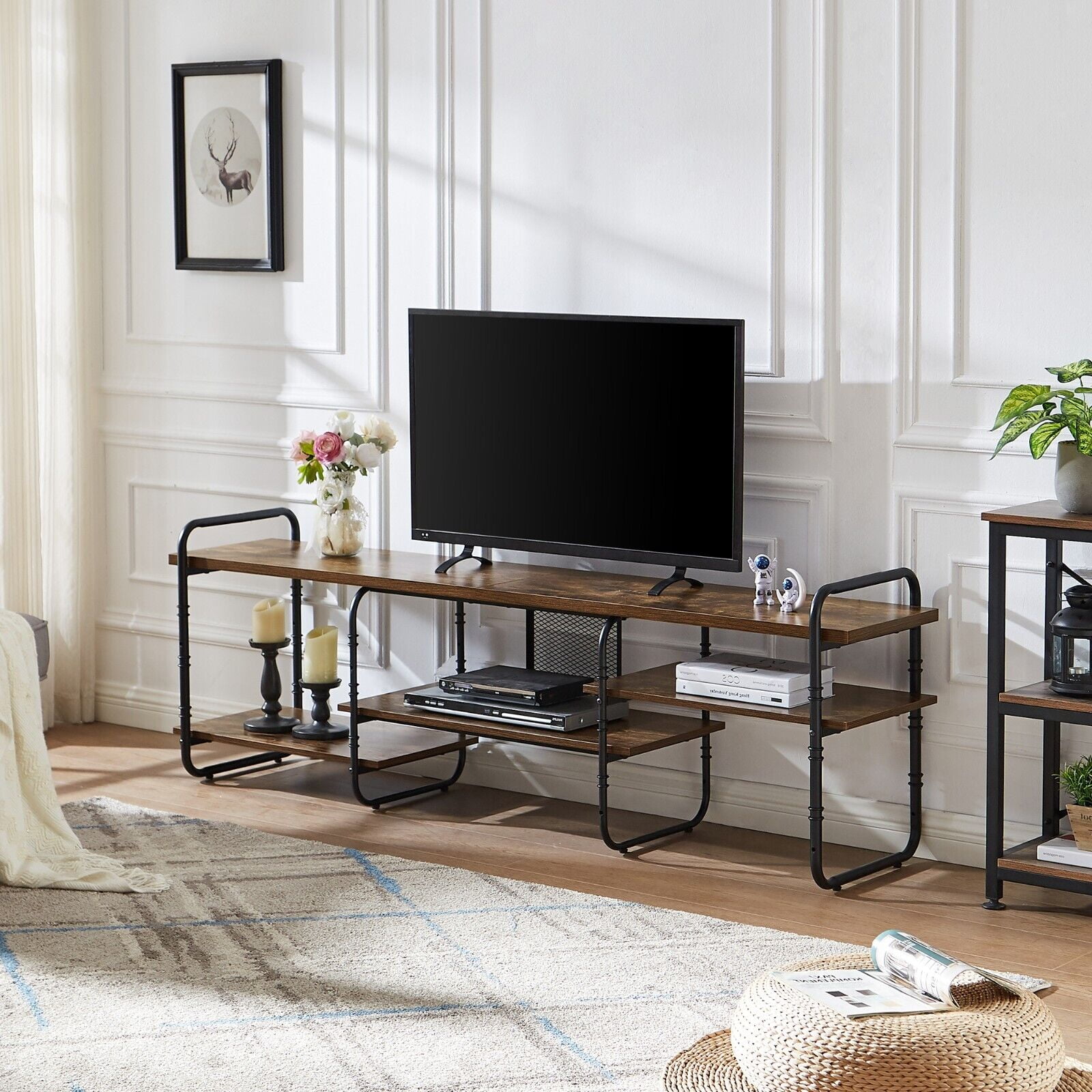 Brtye Entertainment Center/Media Console Table with Adjustable Storage ...