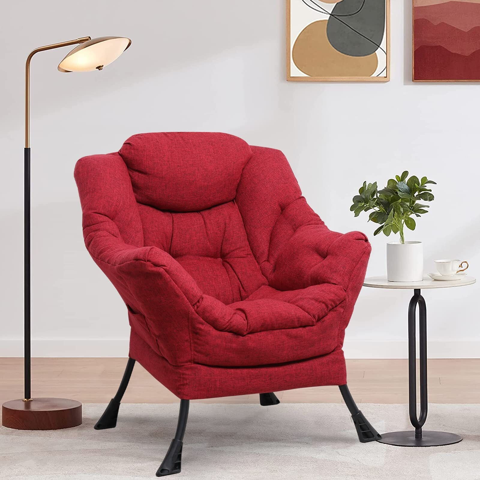 Brtye Fabric Large Lazy Chair for Living Room Accent Reading Chair Cozy ...