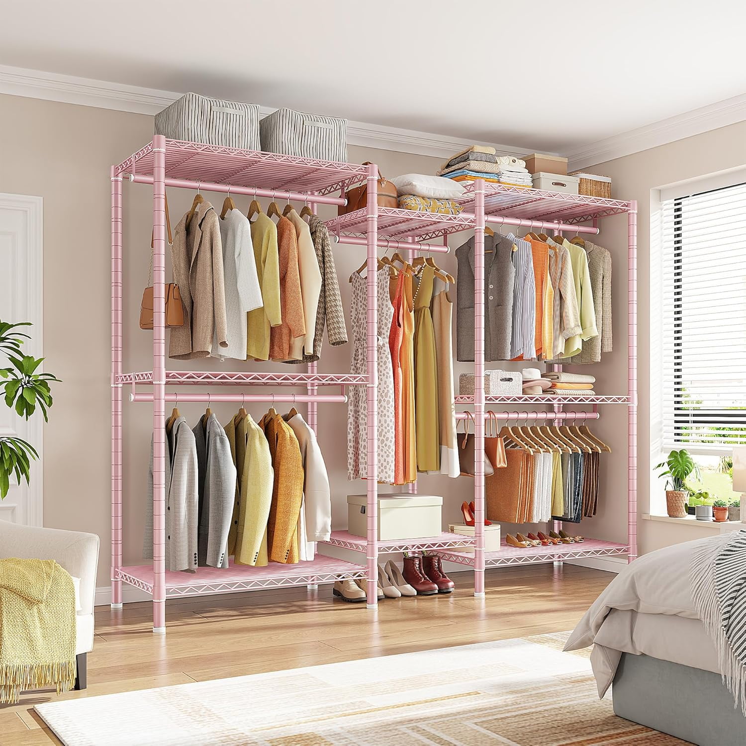 Brtye Garment Rack, L Shaped Clothing Rack for Corner 900LBS Heavy Duty ...