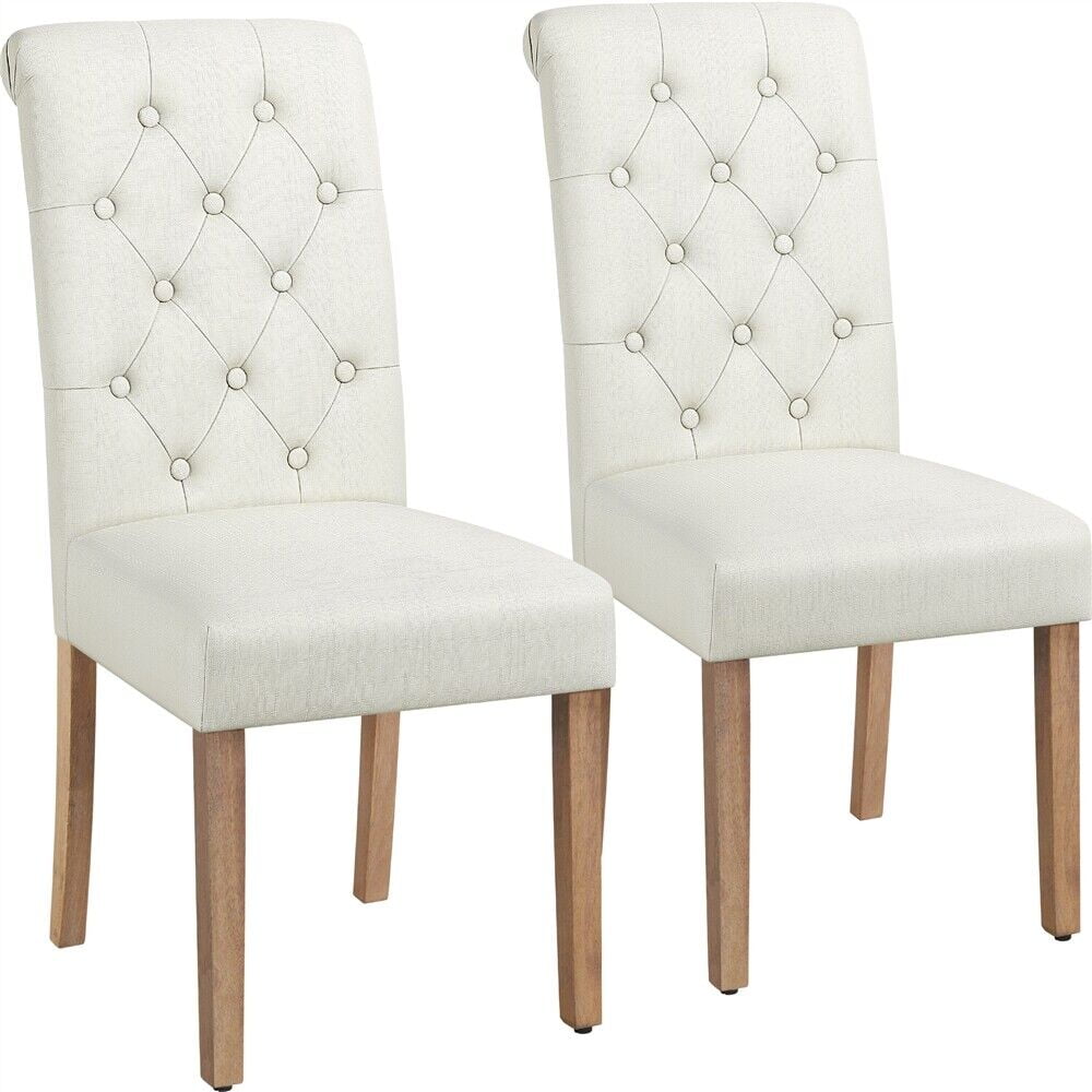 Brtye High Back Tufted Button Dining Chairs Upholstered Fabric Parsons ...